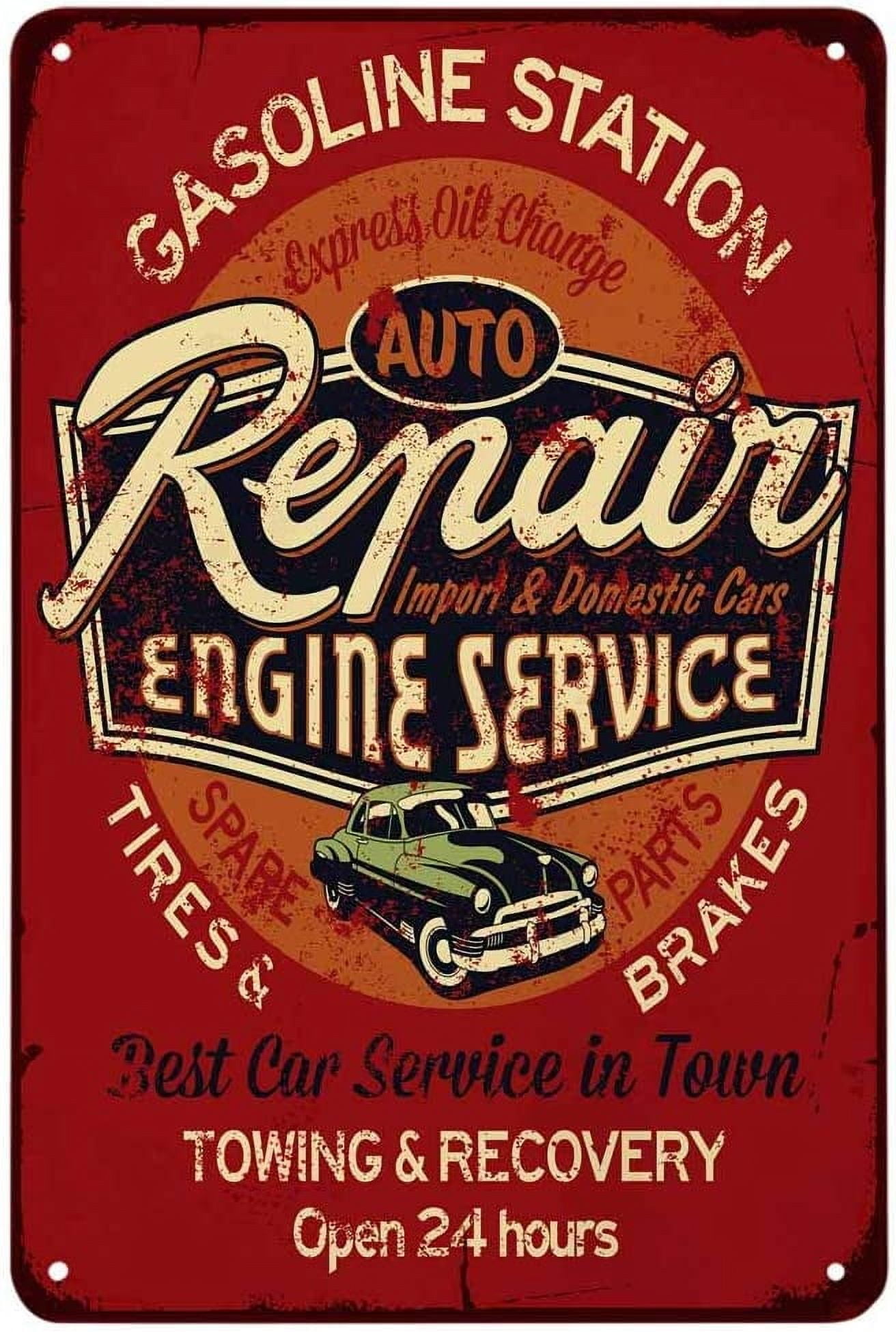 AABERIC Auto Repair Engine Service Tin Sign,Gasoline Station Tires ...