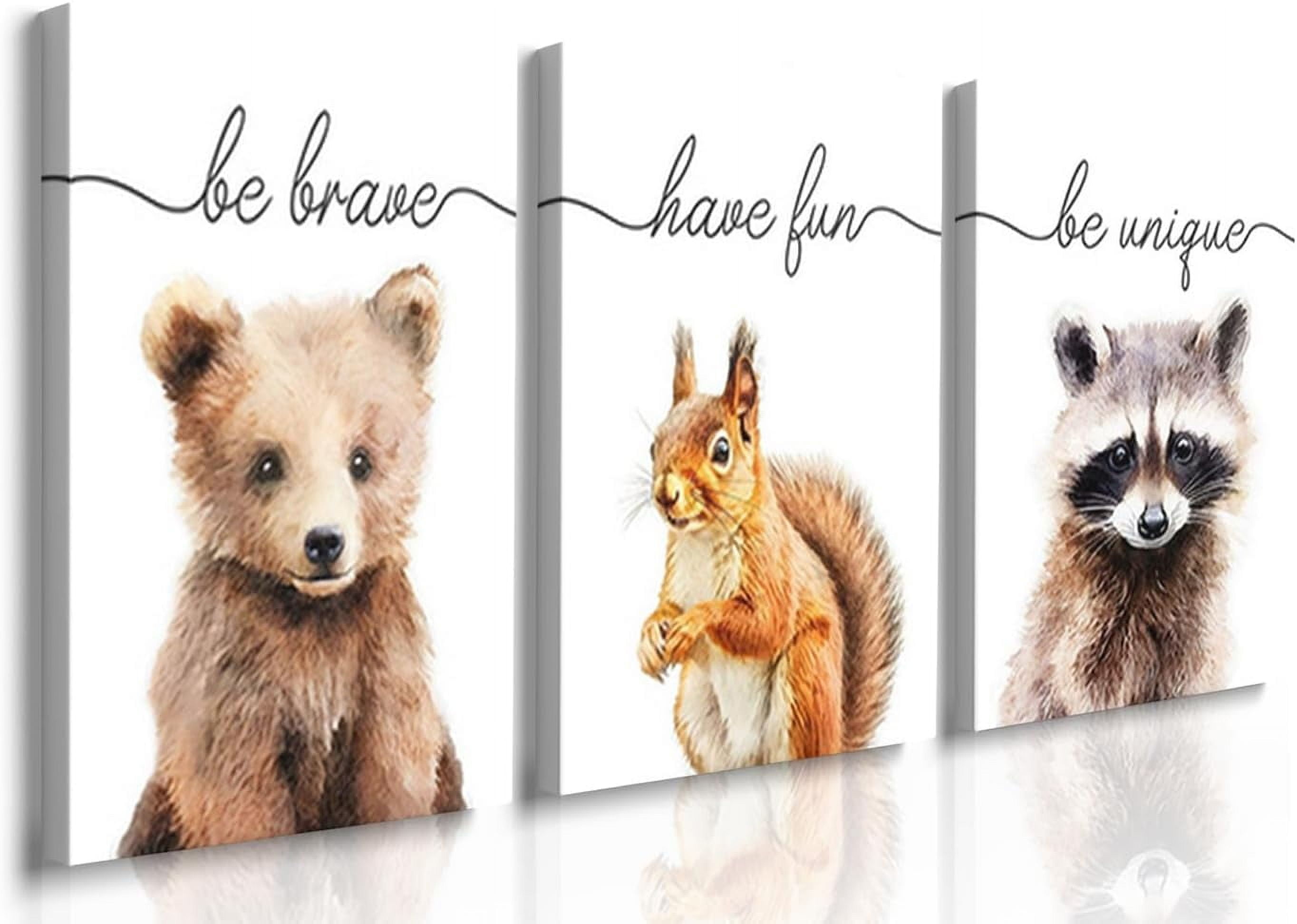 AABERIC Baby Animal Posters Prints Be Brave Have Fun Nursery Wall Decor ...