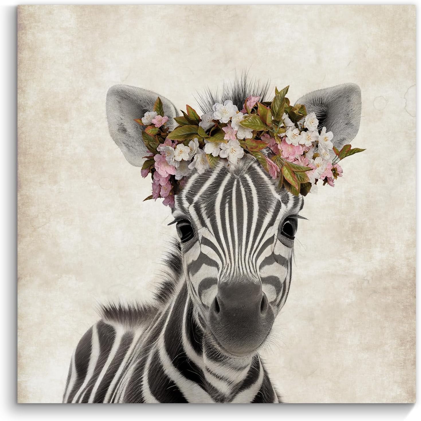 AABERIC Baby Nursery Wall Art Decor Cute Zebra with Garland Pictures ...