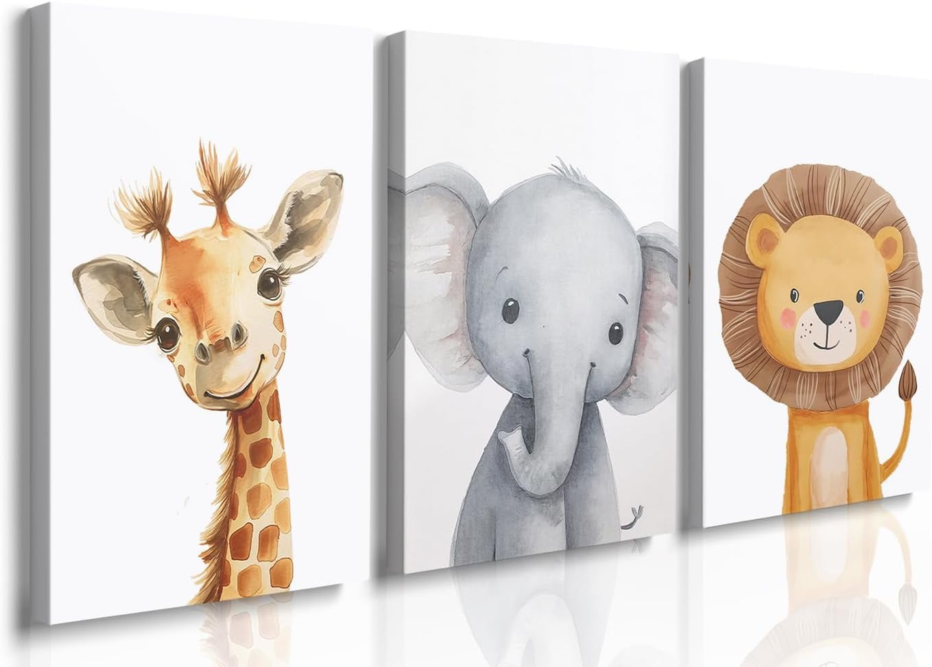 AABERIC Baby Safari Nursery Wall Decor Set of 3 Pictures Cute Safari ...