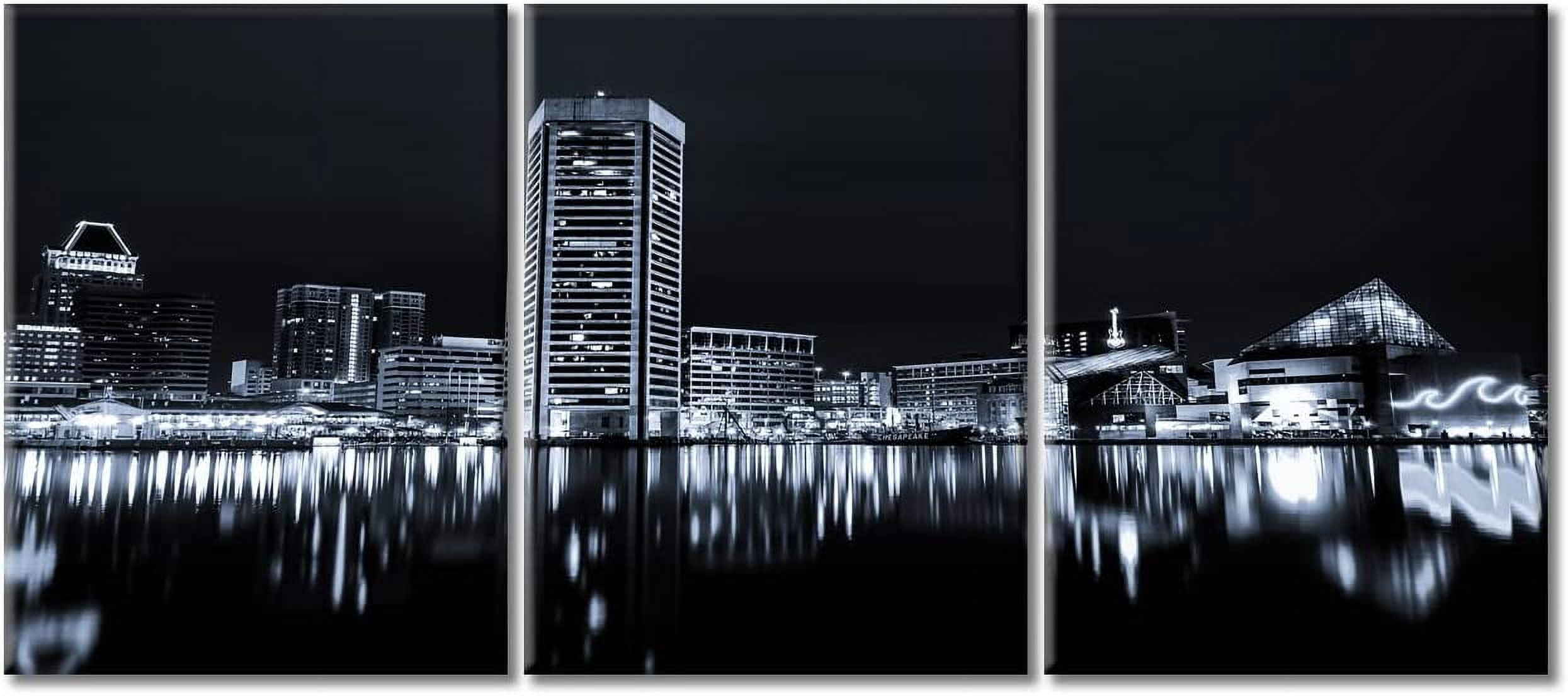 AABERIC Baltimore Inner Harbor Skyline Wall Art for Living Room Wall ...