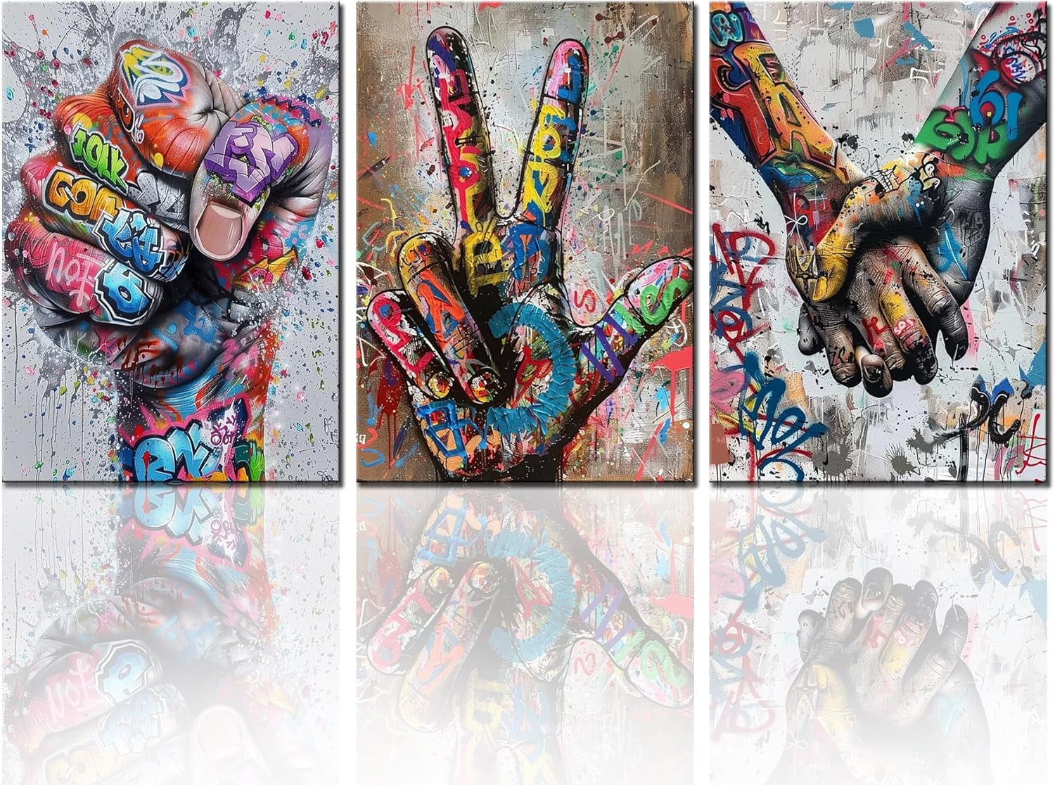 AABERIC Banksy Fist Inspirational Fingers Pictures Classic Street Art ...