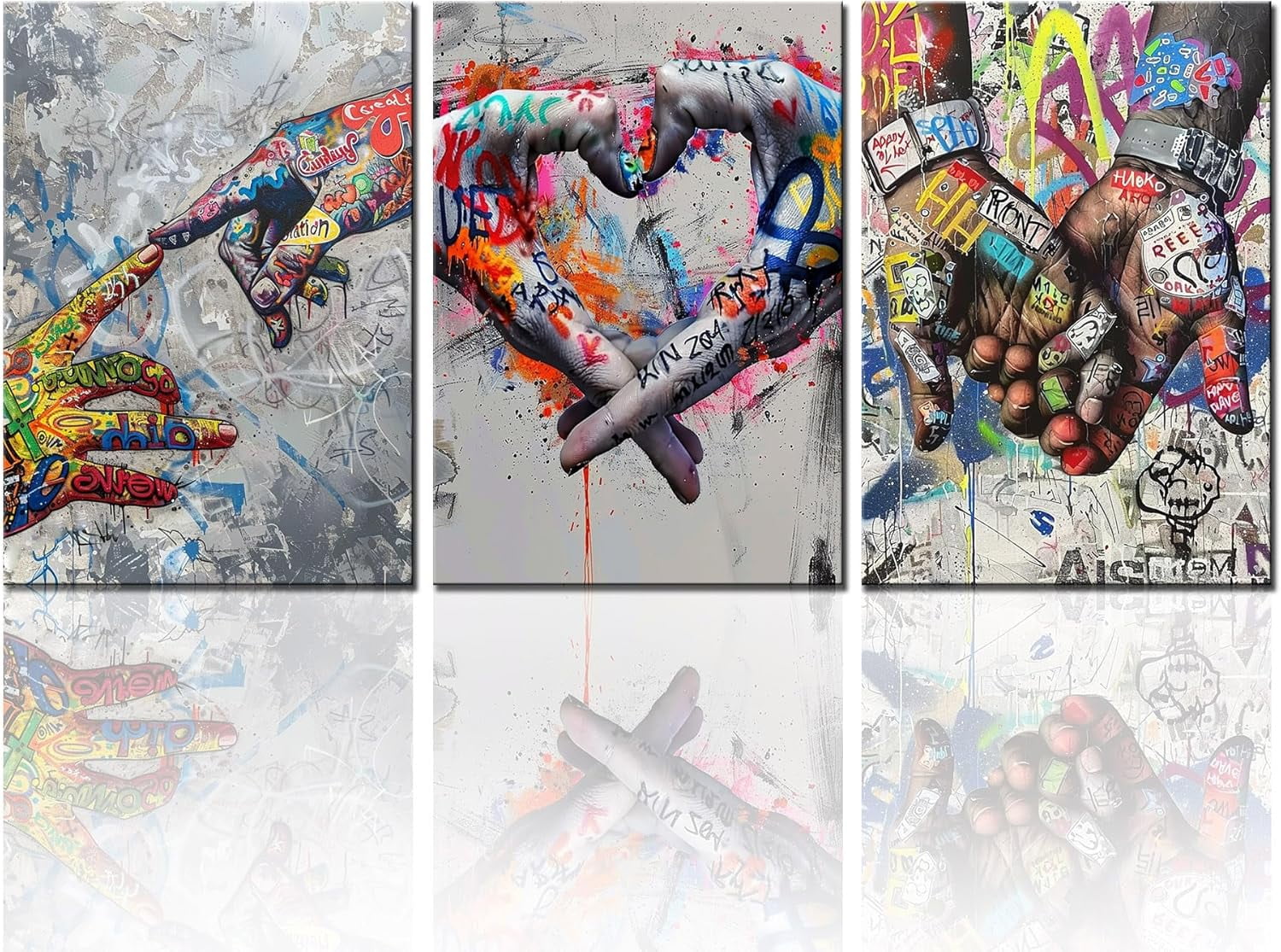 AABERIC Banksy Street Art Decor Graffiti Wall Art Aamd Hand of God ...