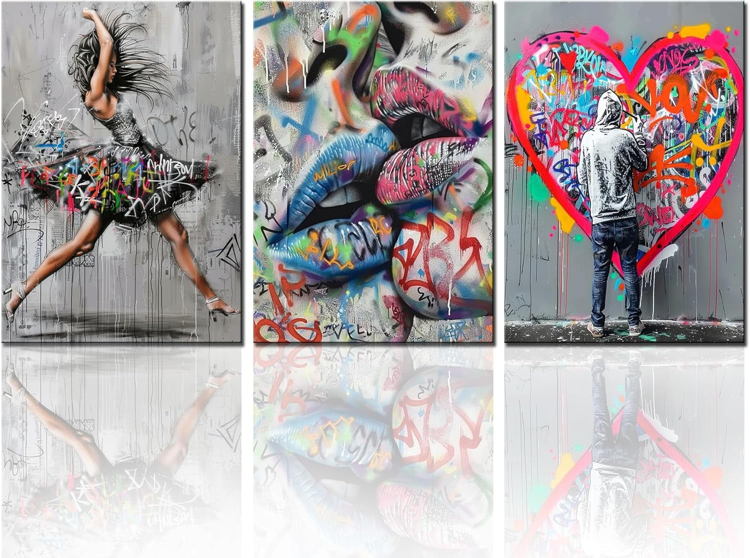 AABERIC Banksy Street Art Decor Graffiti Wall Art Love Heart-Shaped ...