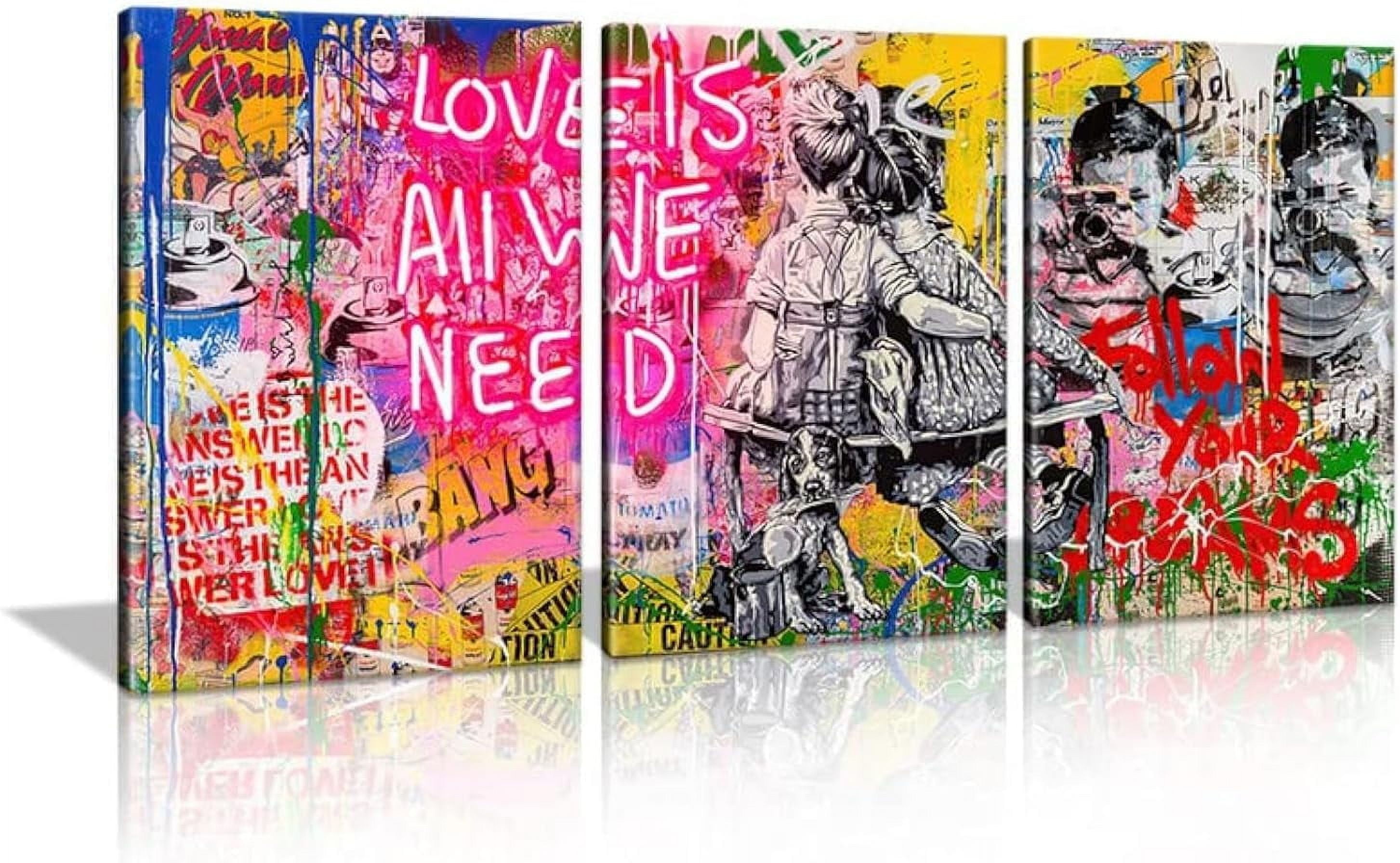 AABERIC Banksy Street Classic Graffiti Wall Art-Love is All We Need ...