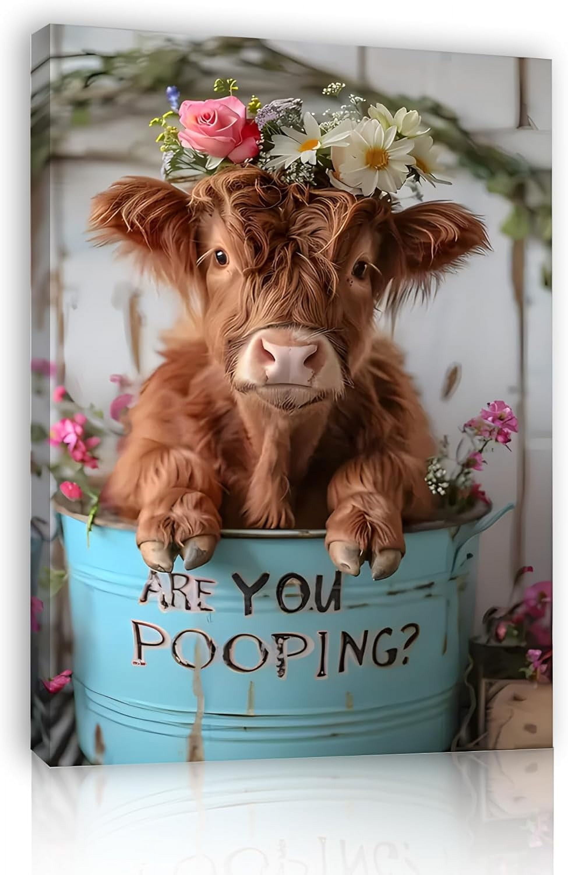 AABERIC Bathroom Decor Wall Art, Highland Cow Bathroom Decor Art Print ...