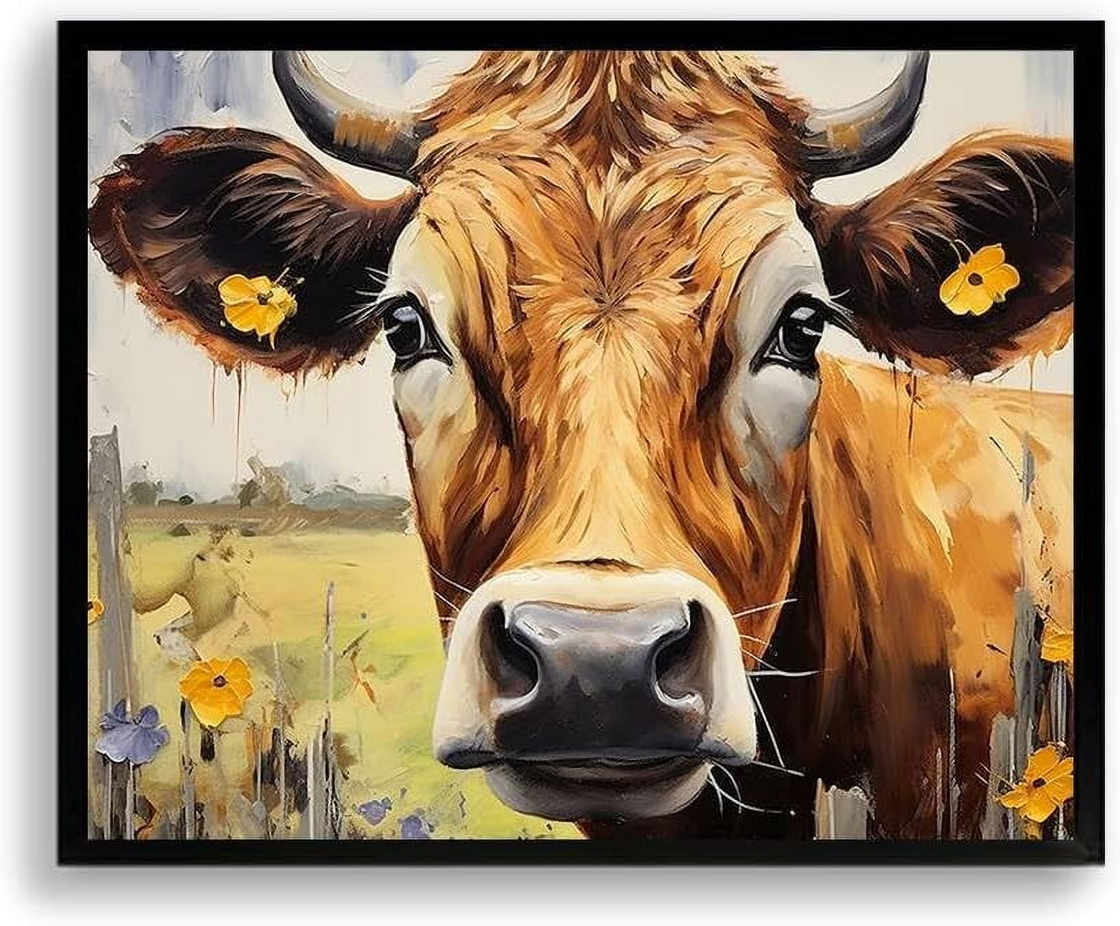 AABERIC Bathroom Wall Art Cute Baby Cow Pictures Canvas Painting in ...