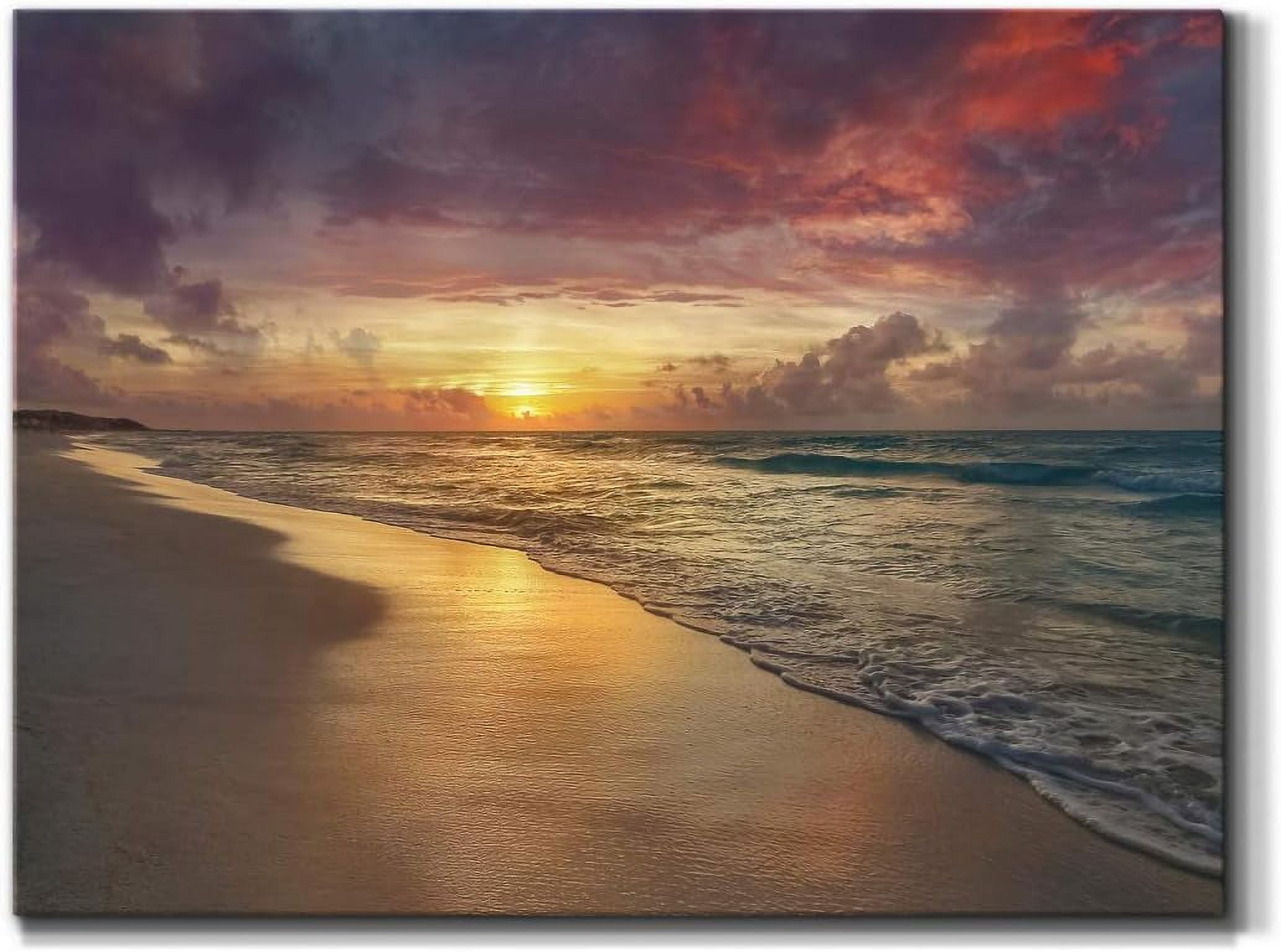 AABERIC Beach Bark Park II Wall Art, Summer Dog Artwork, Colorful Assortment of Dogs at the ...