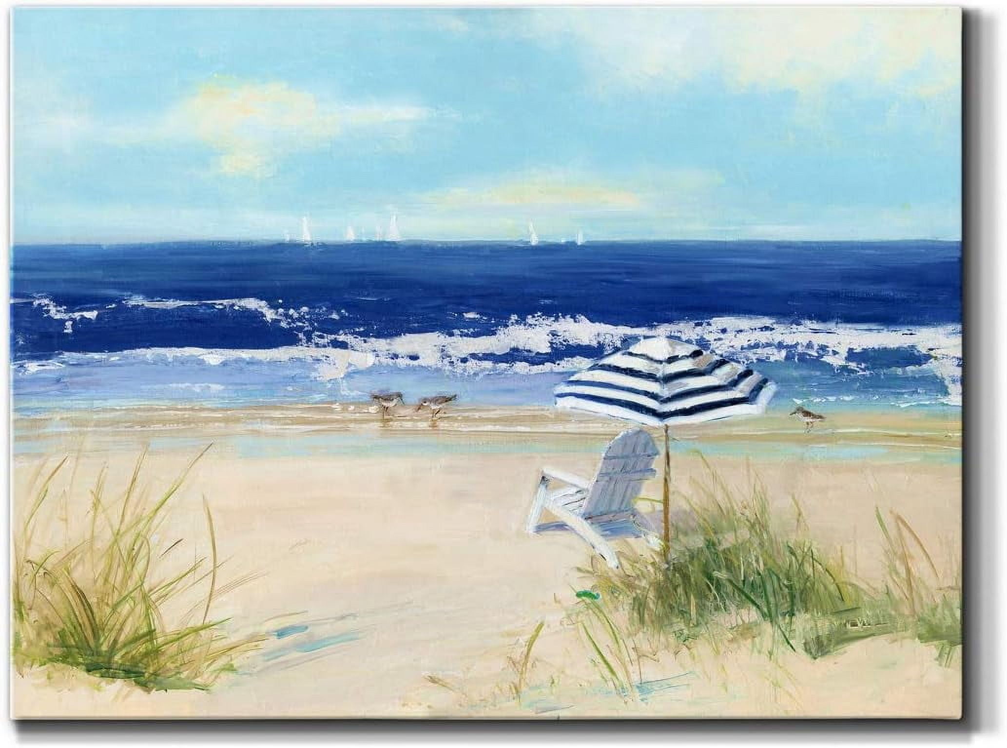 AABERIC Beach Bark Park II Wall Art, Summer Dog Artwork, Colorful Assortment of Dogs at the ...