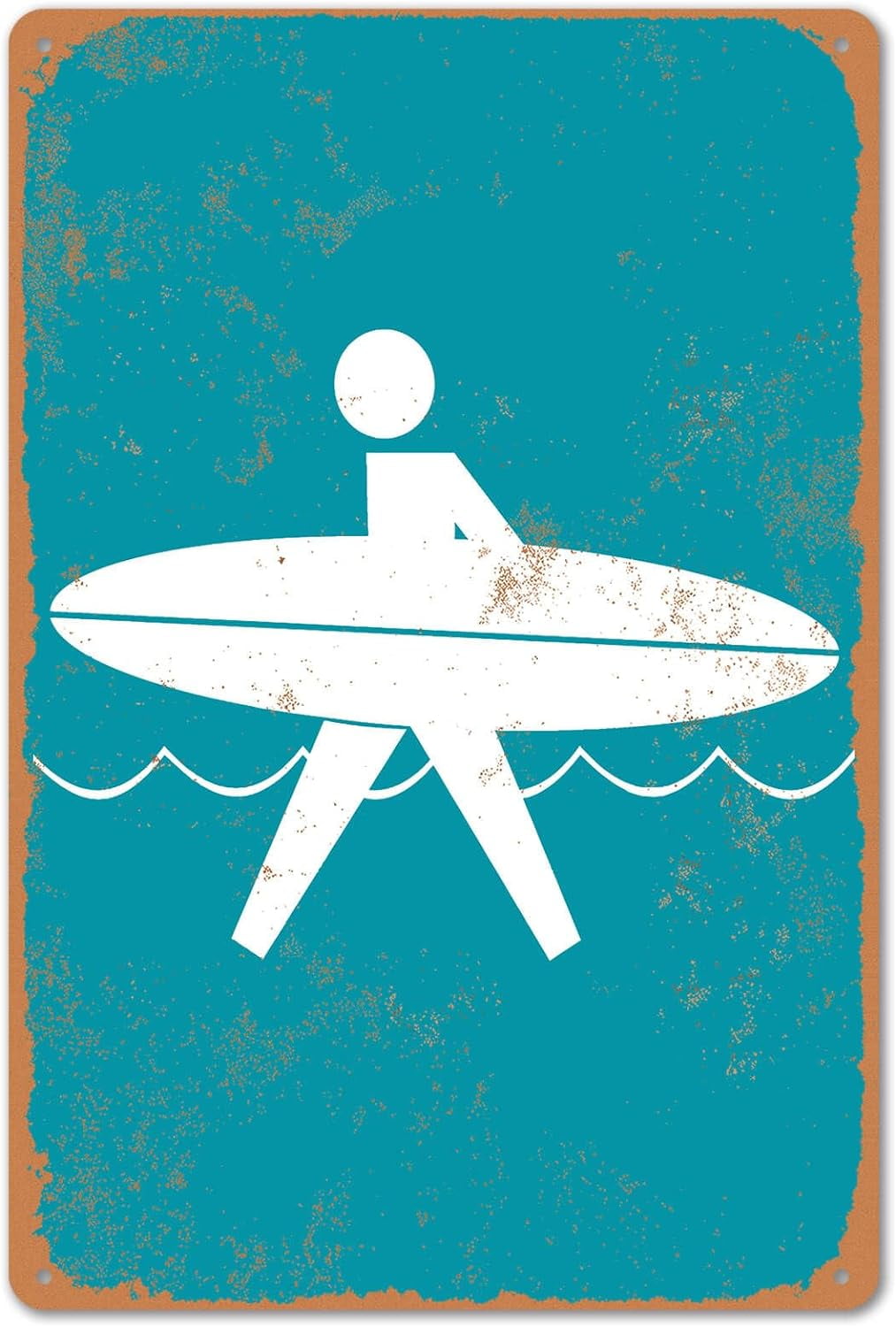 AABERIC Beach Sign Metal Surfer Crossing Tin Sign Surf Board Decor for ...