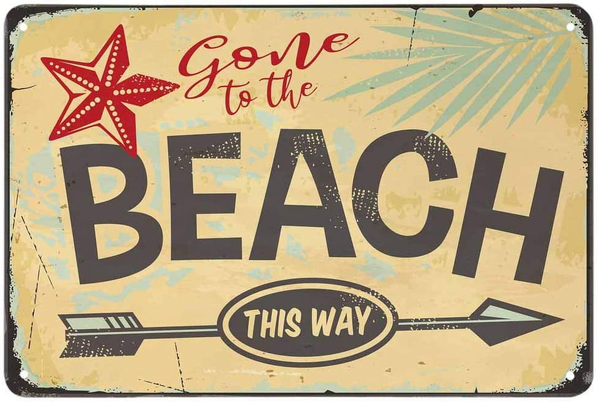 AABERIC Beach Tin Sign,Star Arrow Tree Leaf Plant Nature Ocean Palm ...
