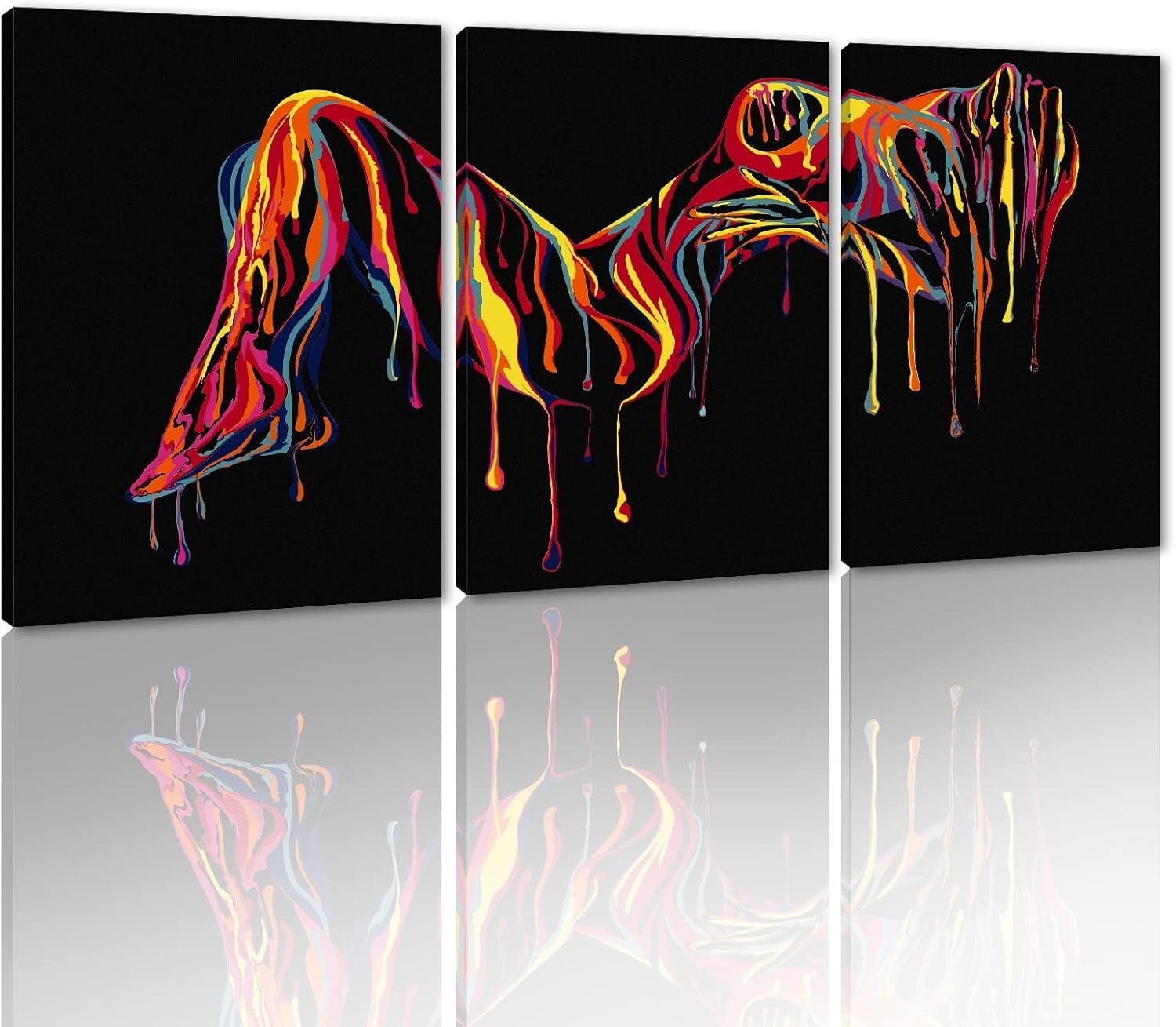 ASPORIC Bedroom Sexy Wall Art Set Colorful Woman Art Abstract Body Painting HD Print on Canvas ...
