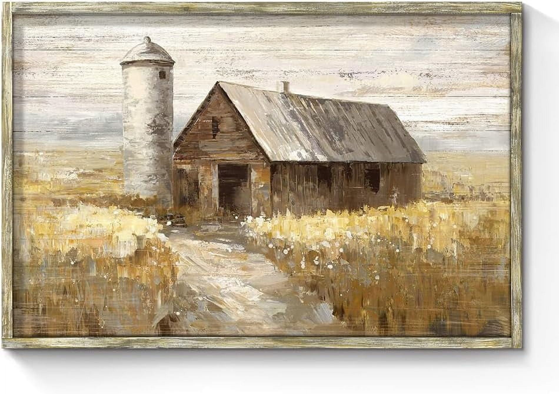 AABERIC Bedroom Wood Farmhouse Wall Art: Large Rustic Red Barn Framed ...