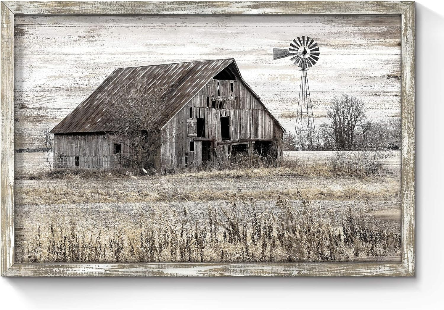 AABERIC Bedroom Wood Farmhouse Wall Art: Large Rustic Red Barn Framed ...