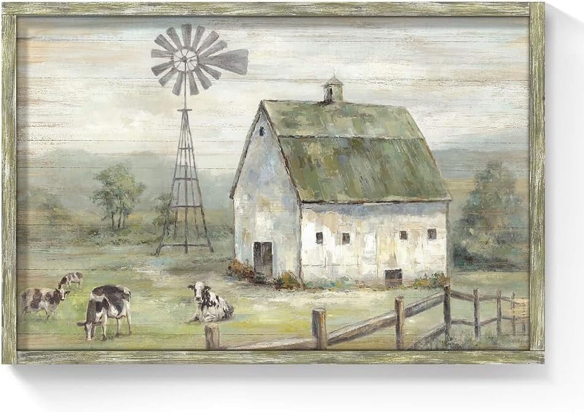 AABERIC Bedroom Wood Farmhouse Wall Art: Large Rustic Red Barn Framed ...