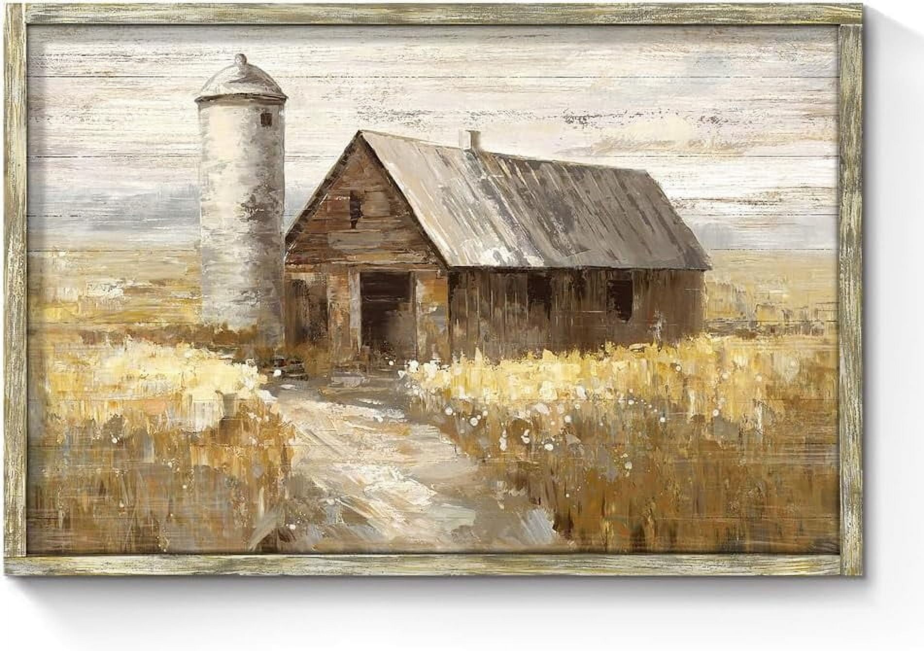AABERIC Bedroom Wood Farmhouse Wall Art: Large Rustic Red Barn Framed ...