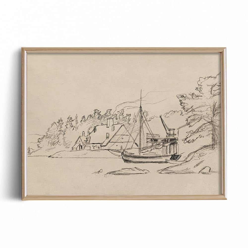 AABERIC Beige Equine Pony Equestrian Print Poster - Horse Drawing ...