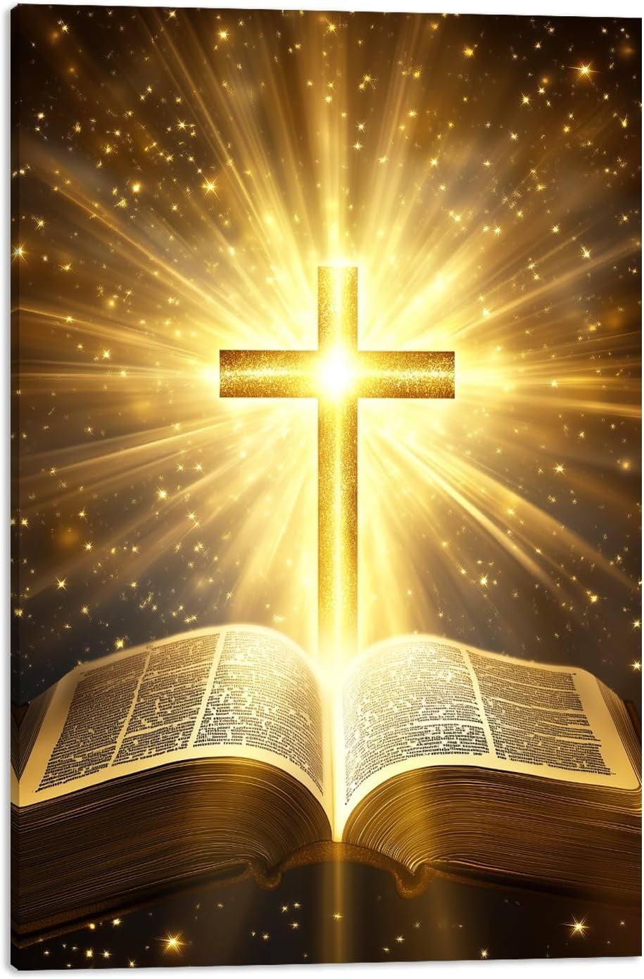 AABERIC Bible Canvas Wall Art Cross and Bible Painting Print Religious ...
