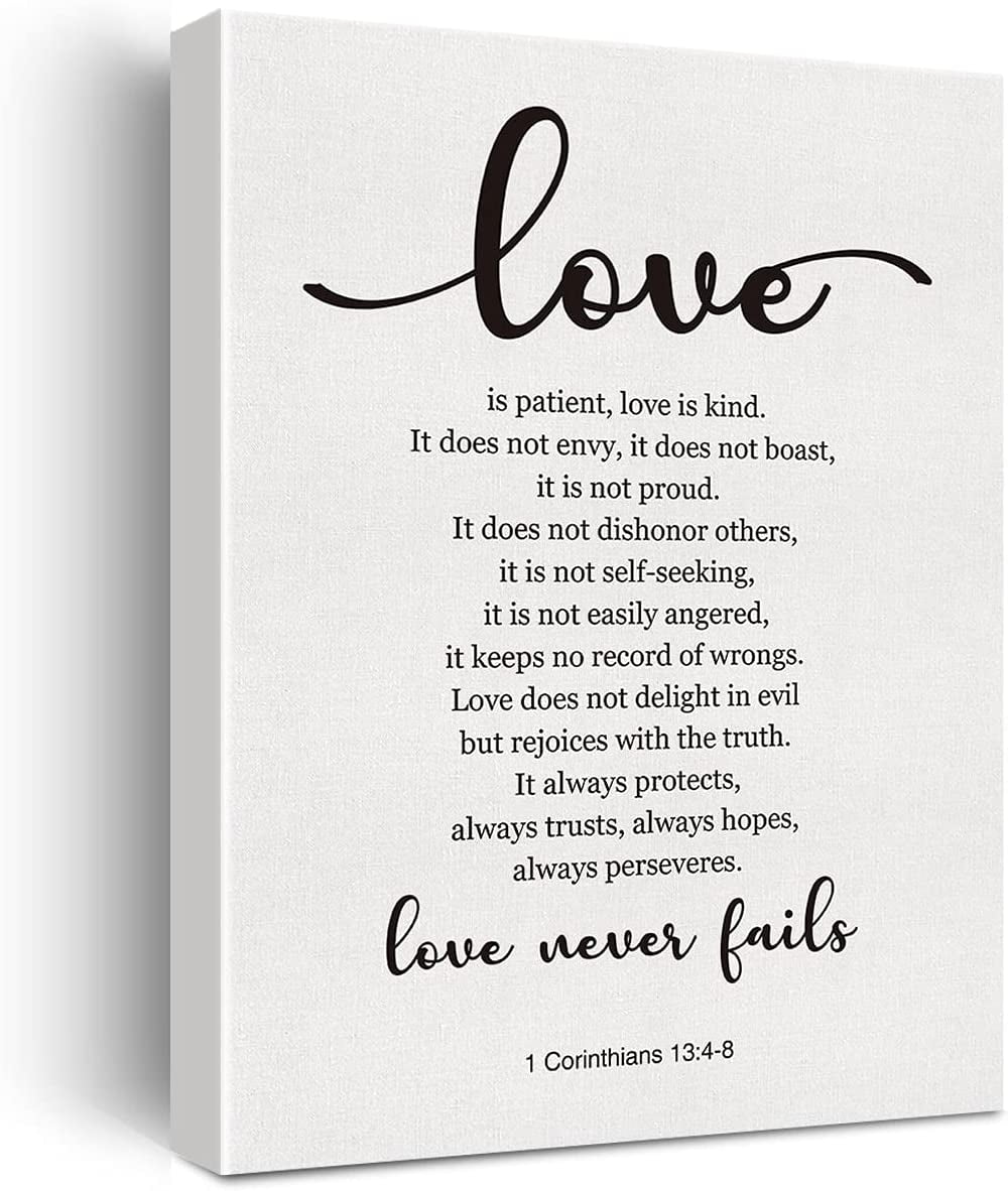 AABERIC Bible Verse Art Wall Decor 1 Corinthians 13:4 8 Love Never ...