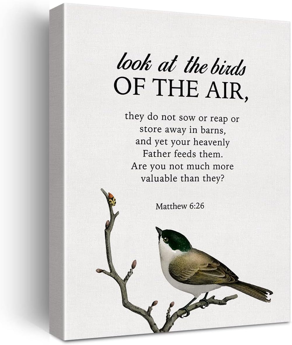 AABERIC Bible Verse Matthew 6:26 Print Canvas Wall Art Home Office ...