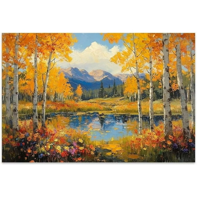 AABERIC Birch Canvas Wall Art Forest Painting Prints Nature Wall Decor ...