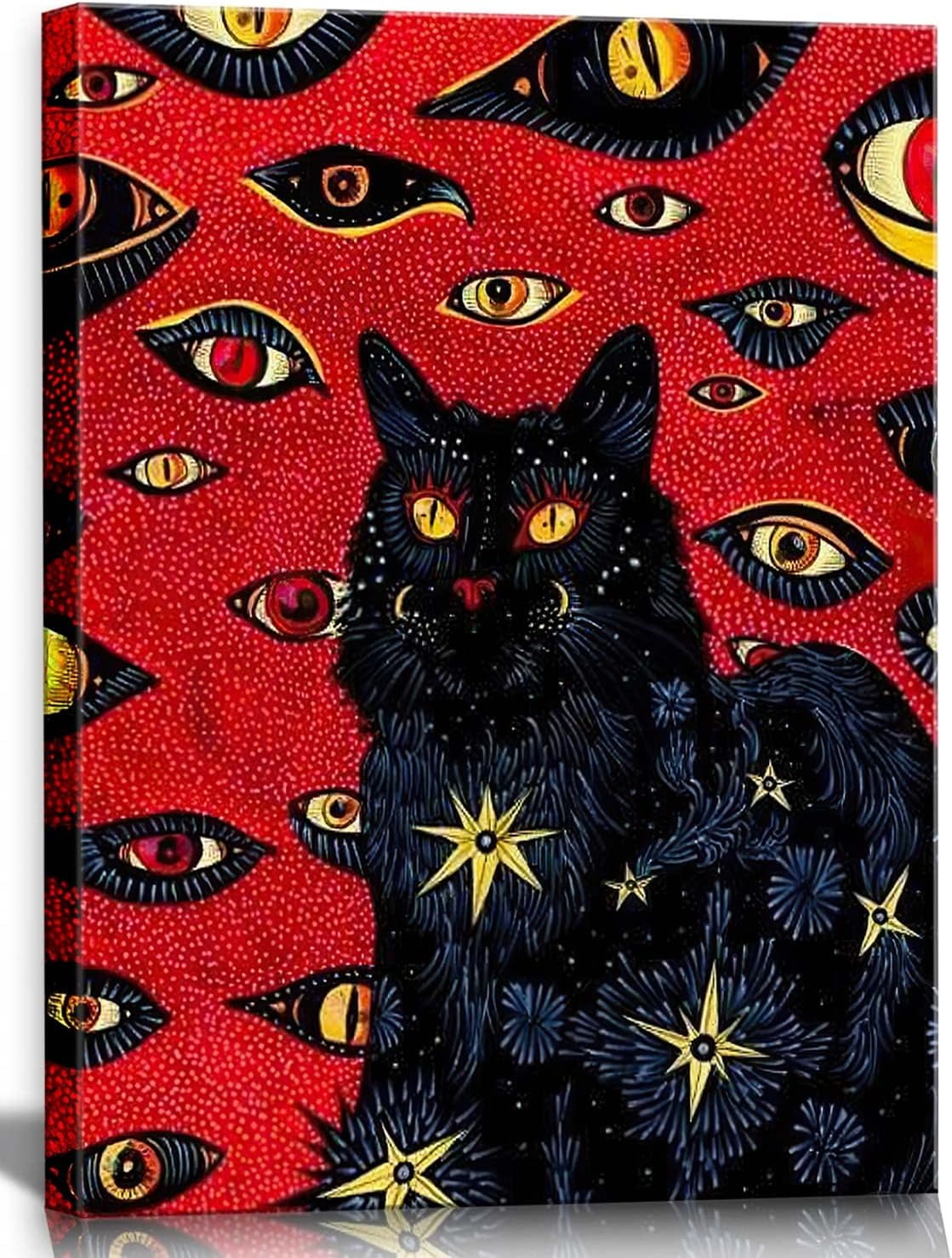 AABERIC Black Cat Cohen Hippie Psychedelic Retro Fun Cool Eyed Black ...