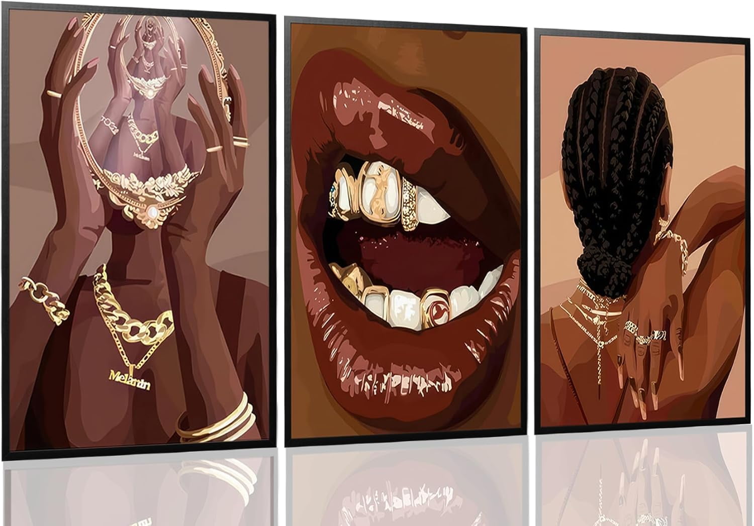 AABERIC Black Girl Posters Wall Art Set of 3 Black Woman African American Women Wall Decor ...