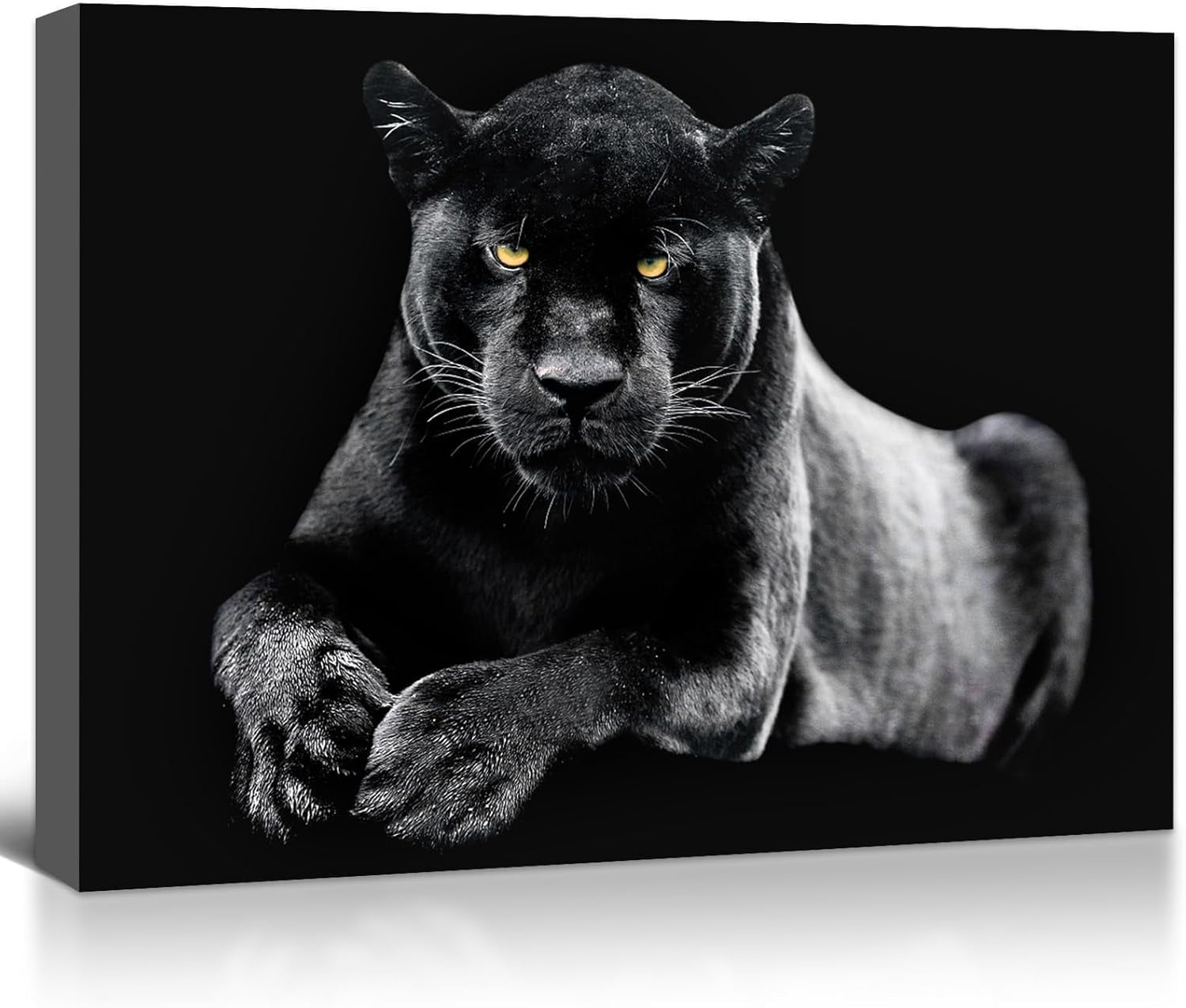 AABERIC Black & White Panther Canvas Wall Art Wildlife Animal Pictures ...