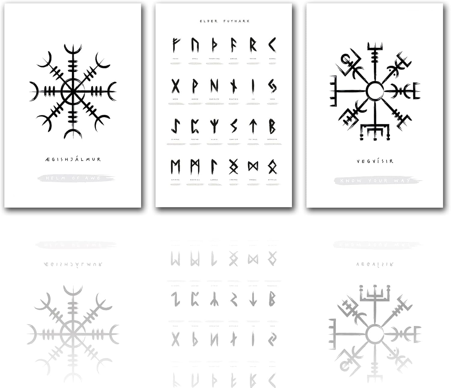 AABERIC Black and White Vikings Canvas Wall Art Vikings Rune Meanings ...