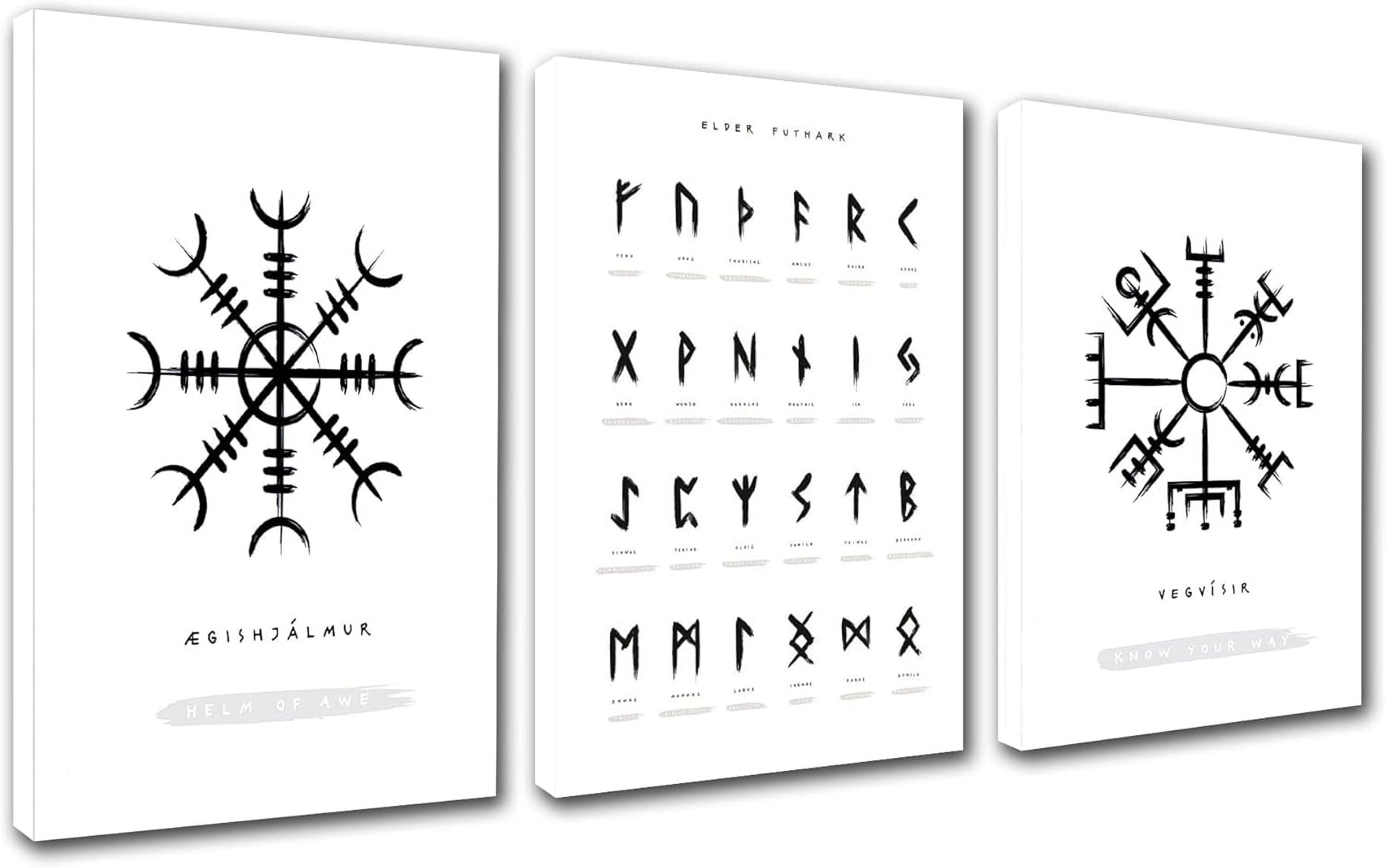 AABERIC Black and White Vikings Canvas Wall Art Vikings Rune Meanings ...