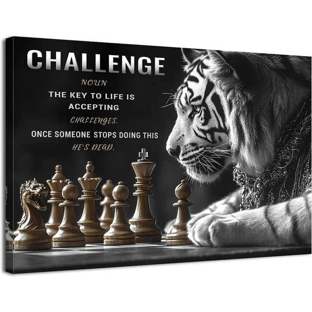 AABERIC Black and White Wall Art Inspirational Wall Decor for Office Motivational Pictures Tiger ...