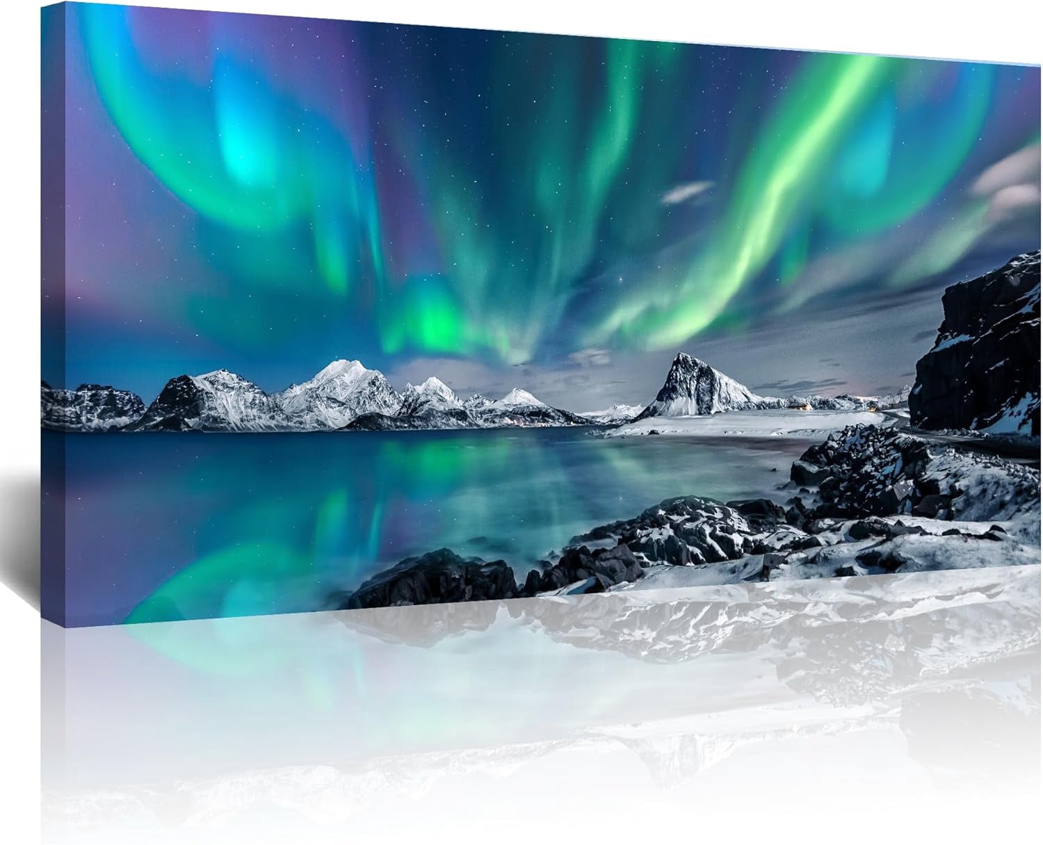 AABERIC Blue Aurora Scenery Canvas Pictures Artwork Canvas Wall Art For ...