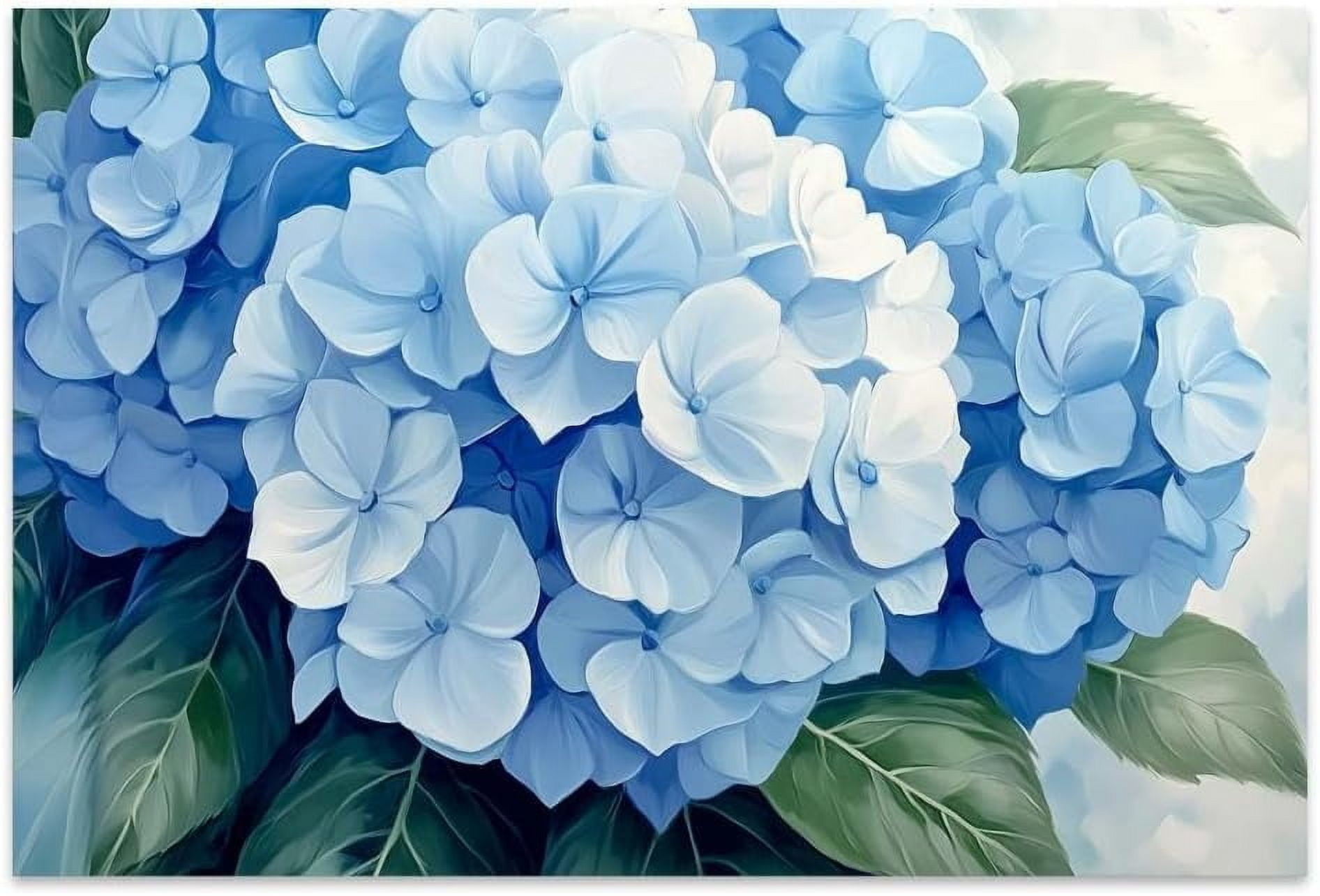 AABERIC Blue Hydrangea Pictures, Floral Wall Art Flower Canvas Wall Art ...