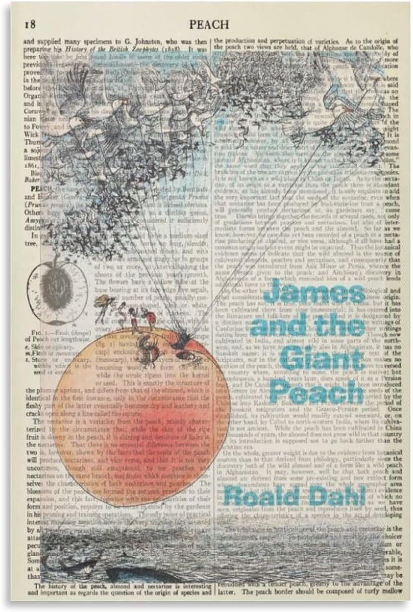 AABERIC Book Cover 'James And The Giant Peach' Vintage 1911 ...