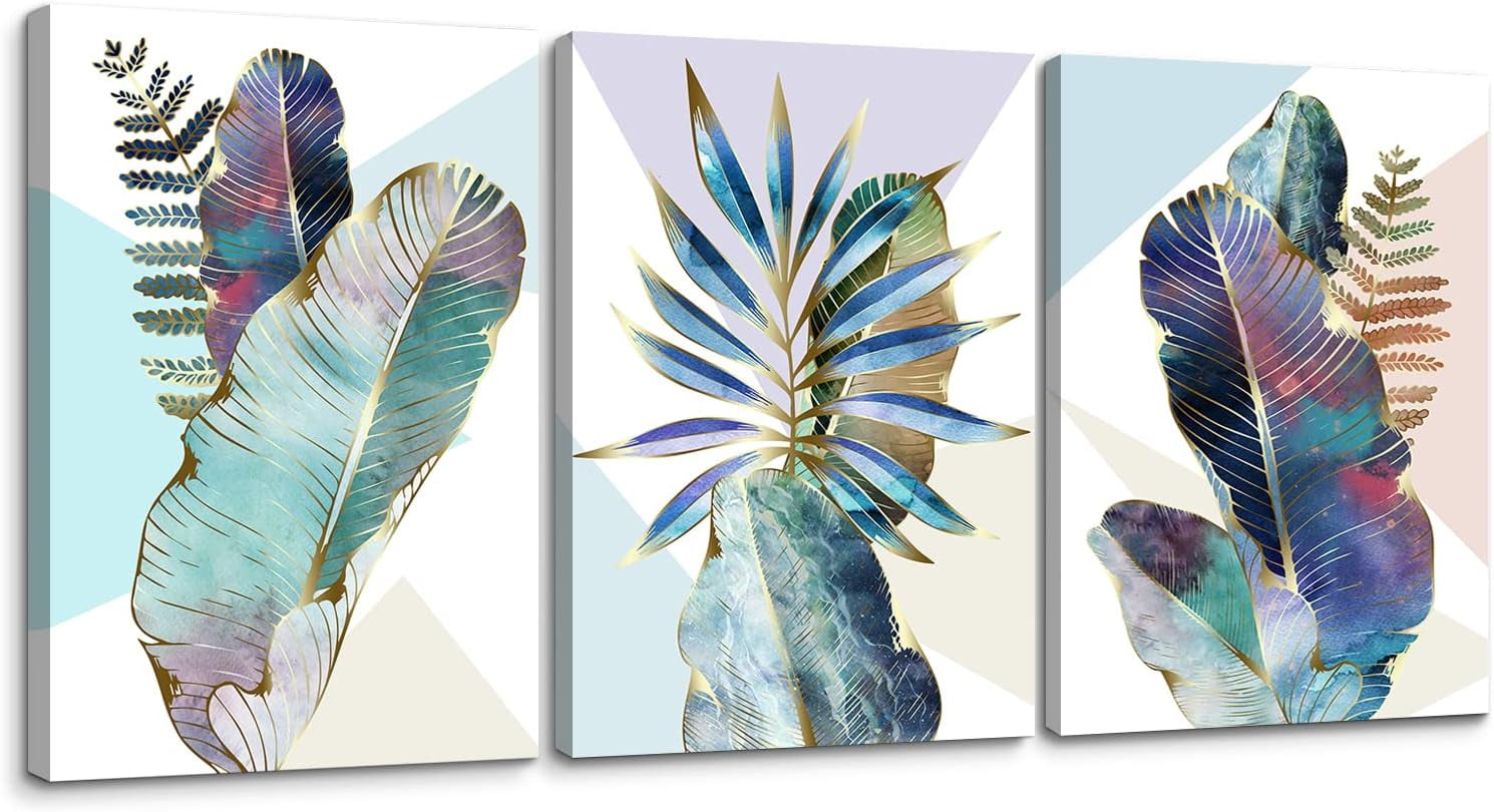 AABERIC Botanical Canvas Wall Art 3 Piece Set Colorful Monstera Leaf ...