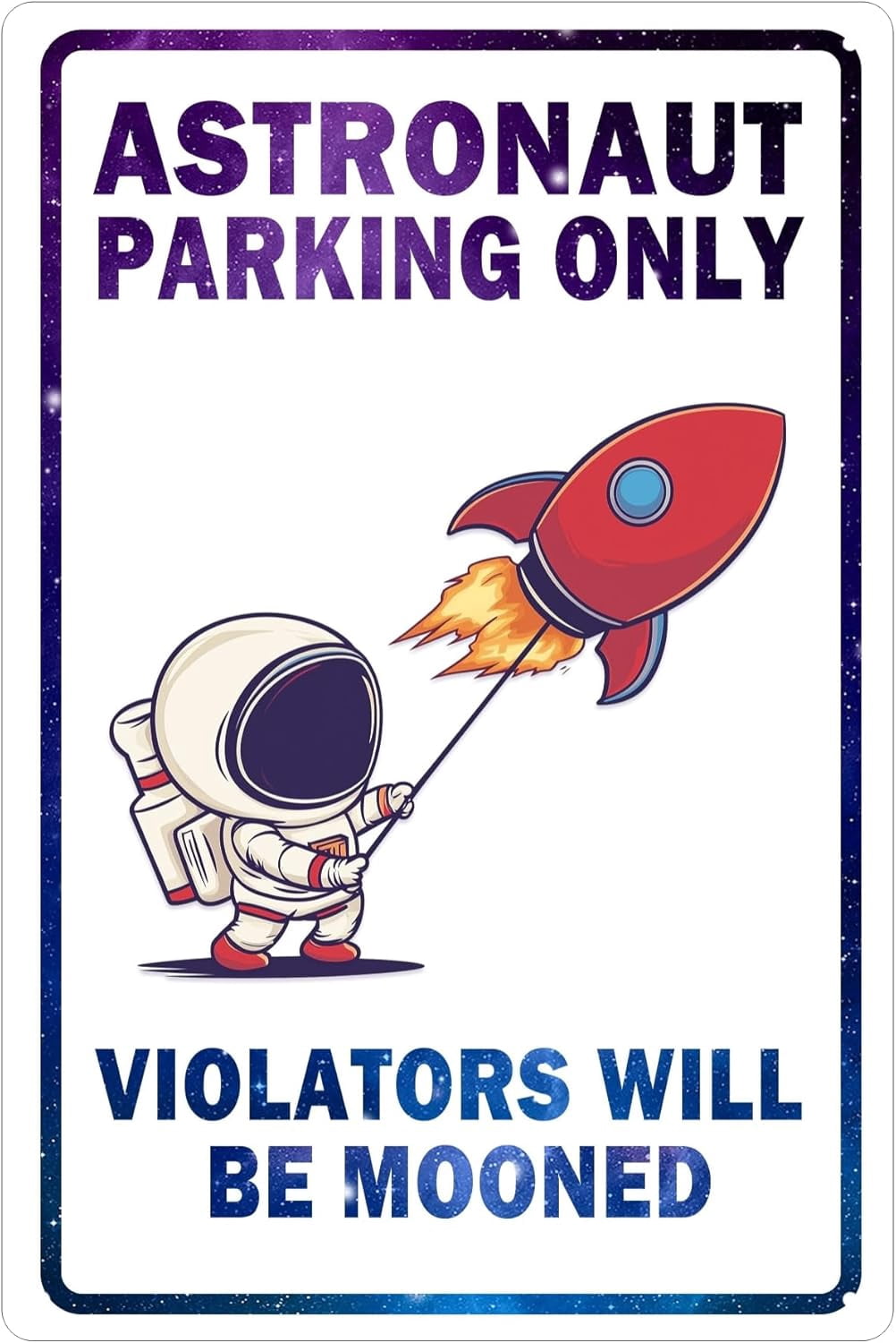 AABERIC Boys Room Decor Astronaut Parking Only Metal Tin Sign Outer ...