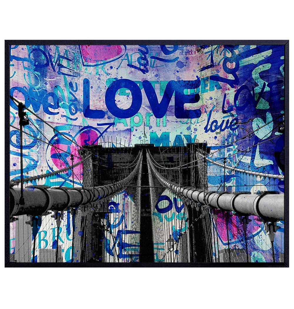 AABERIC Brooklyn Bridge Graffiti Wall Decor Picture Print Decoration ...