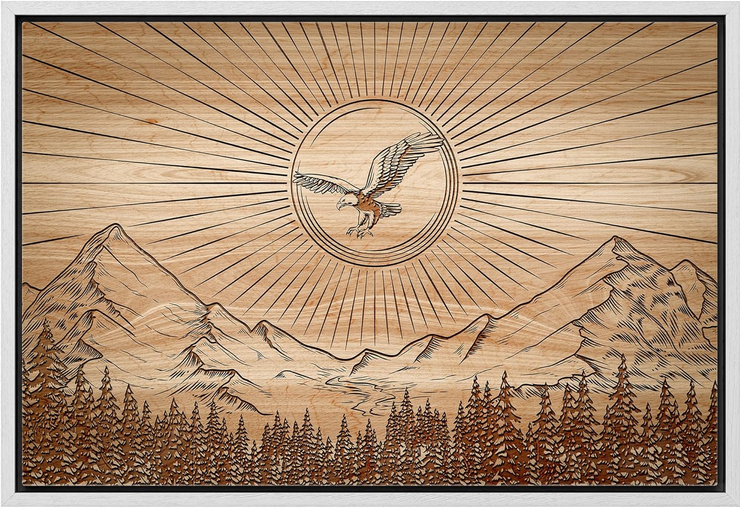 AABERIC Canvas Print Wall Art Galloping White, Brown & Black Horses Animals Wildlife Wood Panels ...