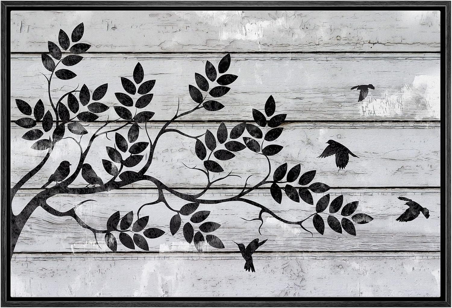 AABERIC Canvas Print Wall Art Galloping White, Brown & Black Horses Animals Wildlife Wood Panels ...