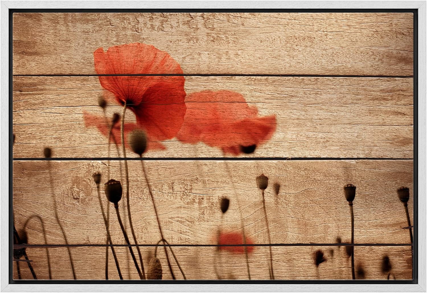 AABERIC Canvas Print Wall Art Galloping White, Brown & Black Horses Animals Wildlife Wood Panels ...