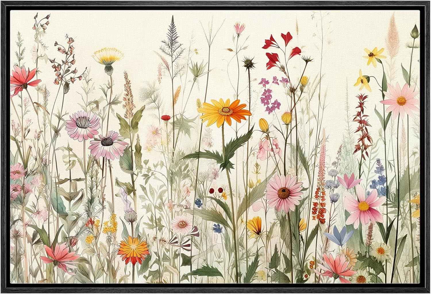 AABERIC Canvas Print Wall Art Howling Wolf on Grunge Black Background ...