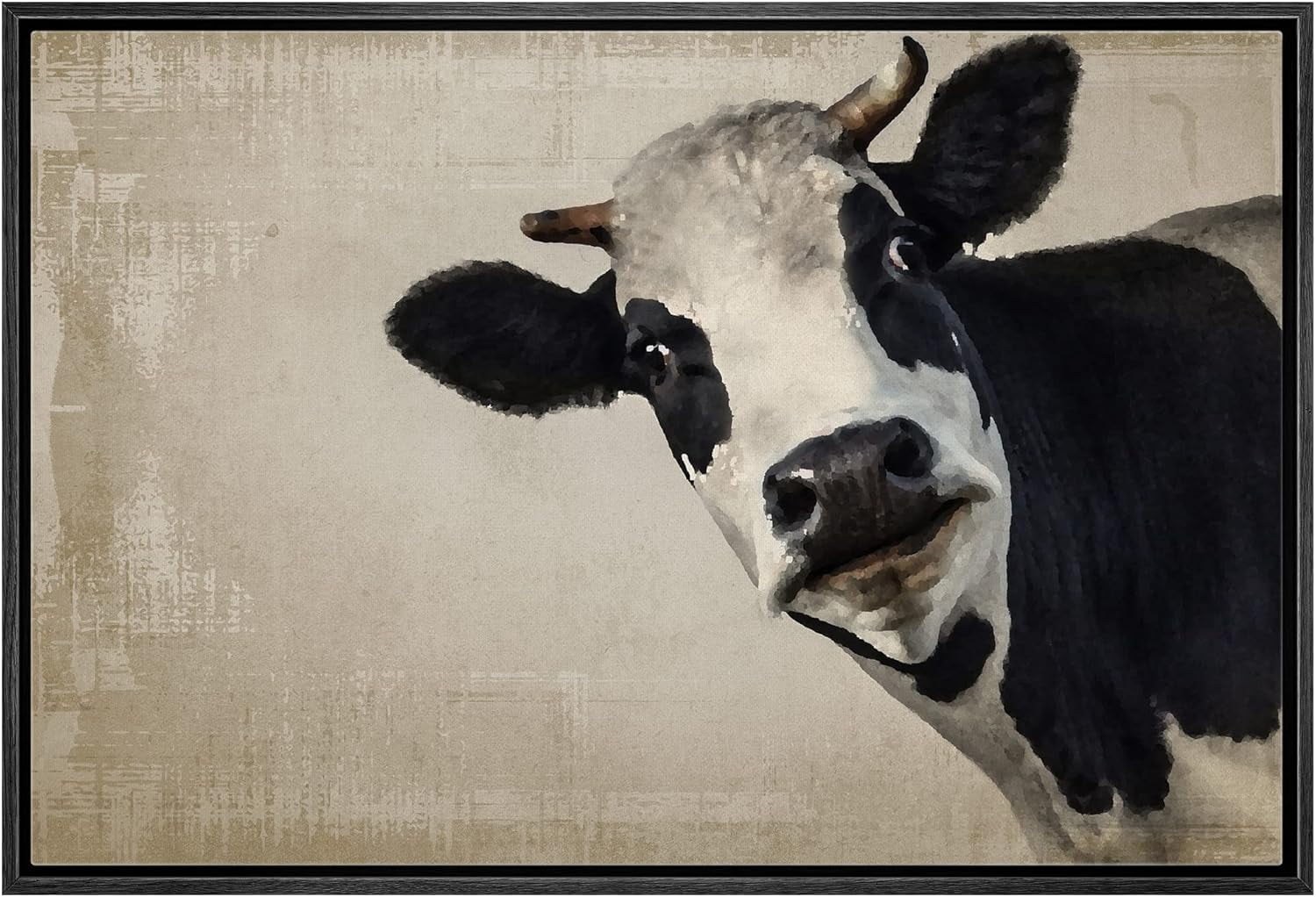 AABERIC Canvas Print Wall Art Howling Wolf on Grunge Black Background ...