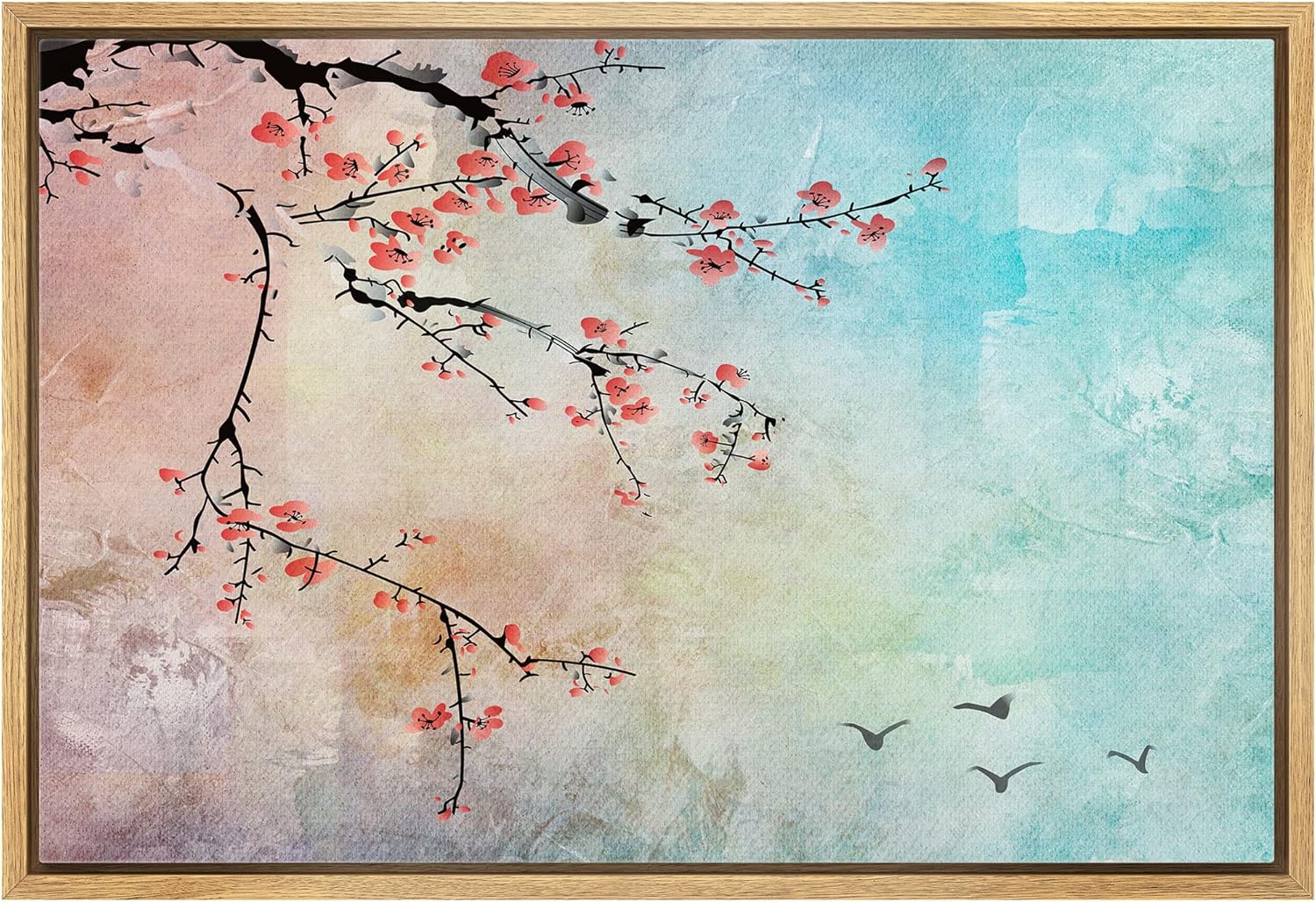 AABERIC Canvas Print Wall Art Howling Wolf on Grunge Black Background ...