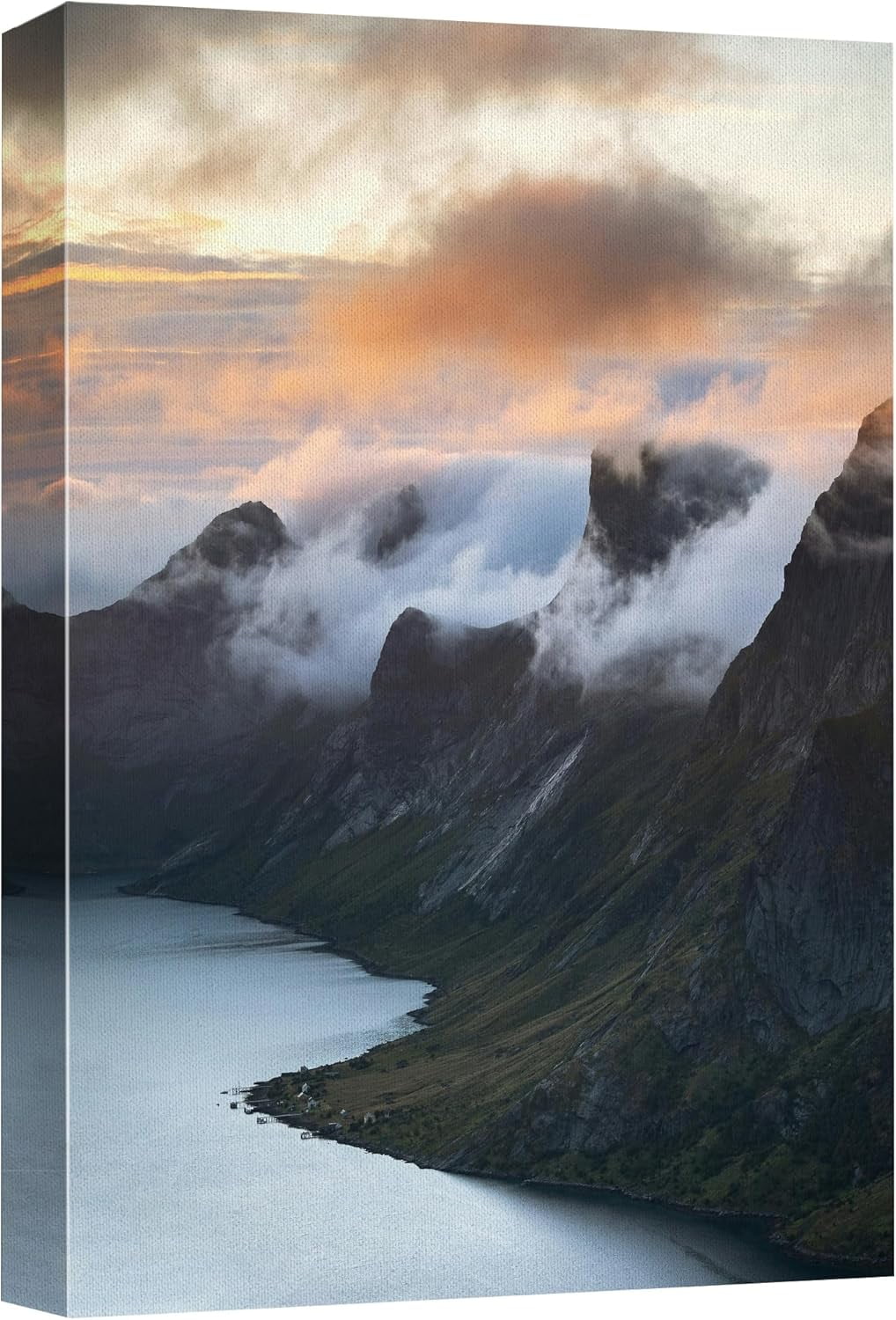 AABERIC Canvas Print Wall Art Hummingbird Flies On White Carnation ...