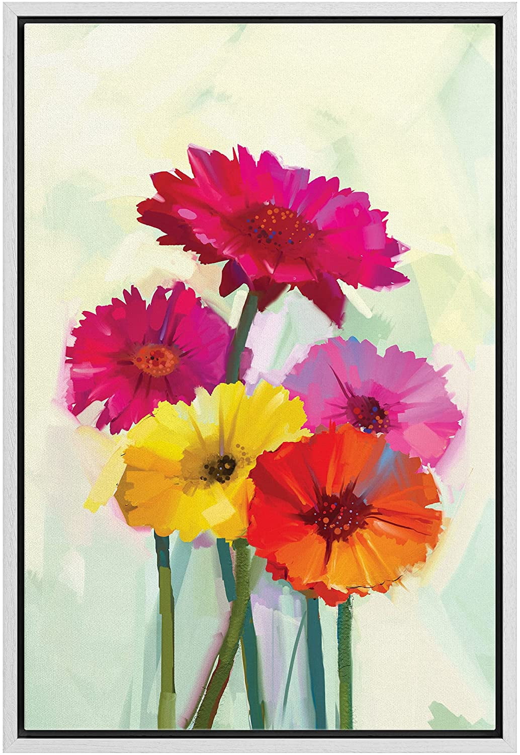 AABERIC Canvas Print Wall Art Hummingbird Flies On White Carnation ...