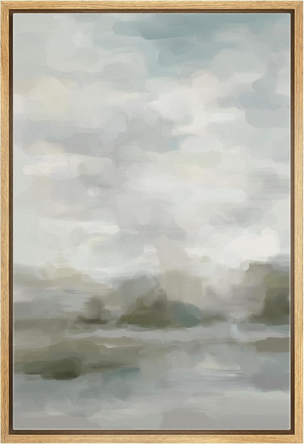 AABERIC Canvas Print Wall Art Pastel Watercolor Teal Tan Landscape ...