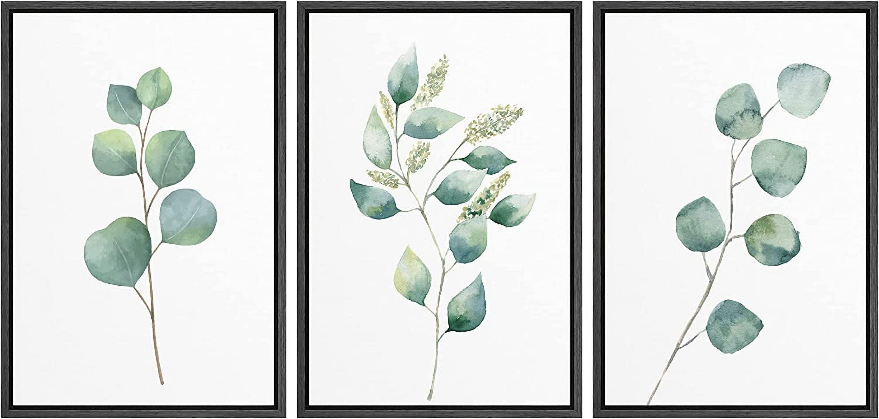 AABERIC Canvas Print Wall Art Set Green Watercolor Forest Leaf Collage ...