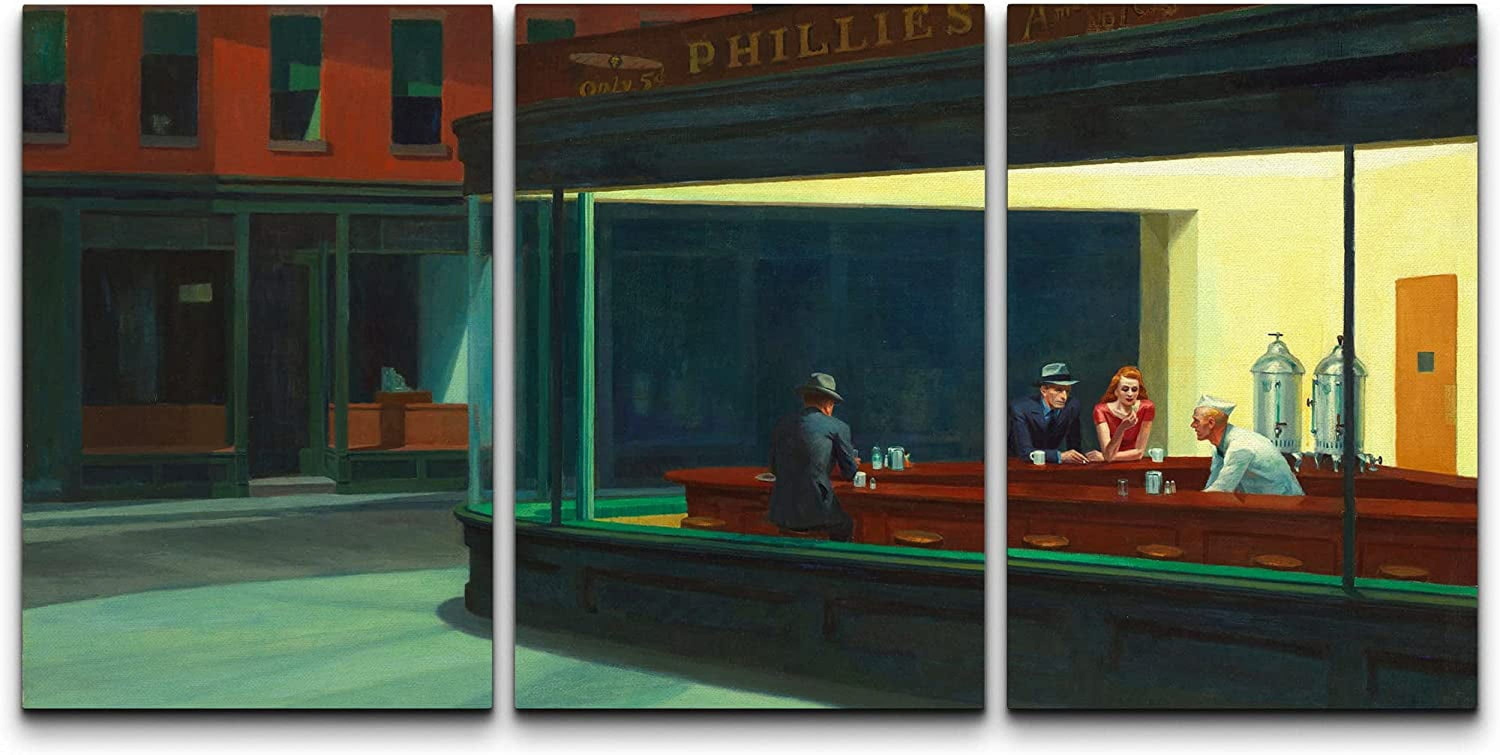 AABERIC Canvas Print Wall Art Set Nighthawks by Edward Hopper Cultural ...