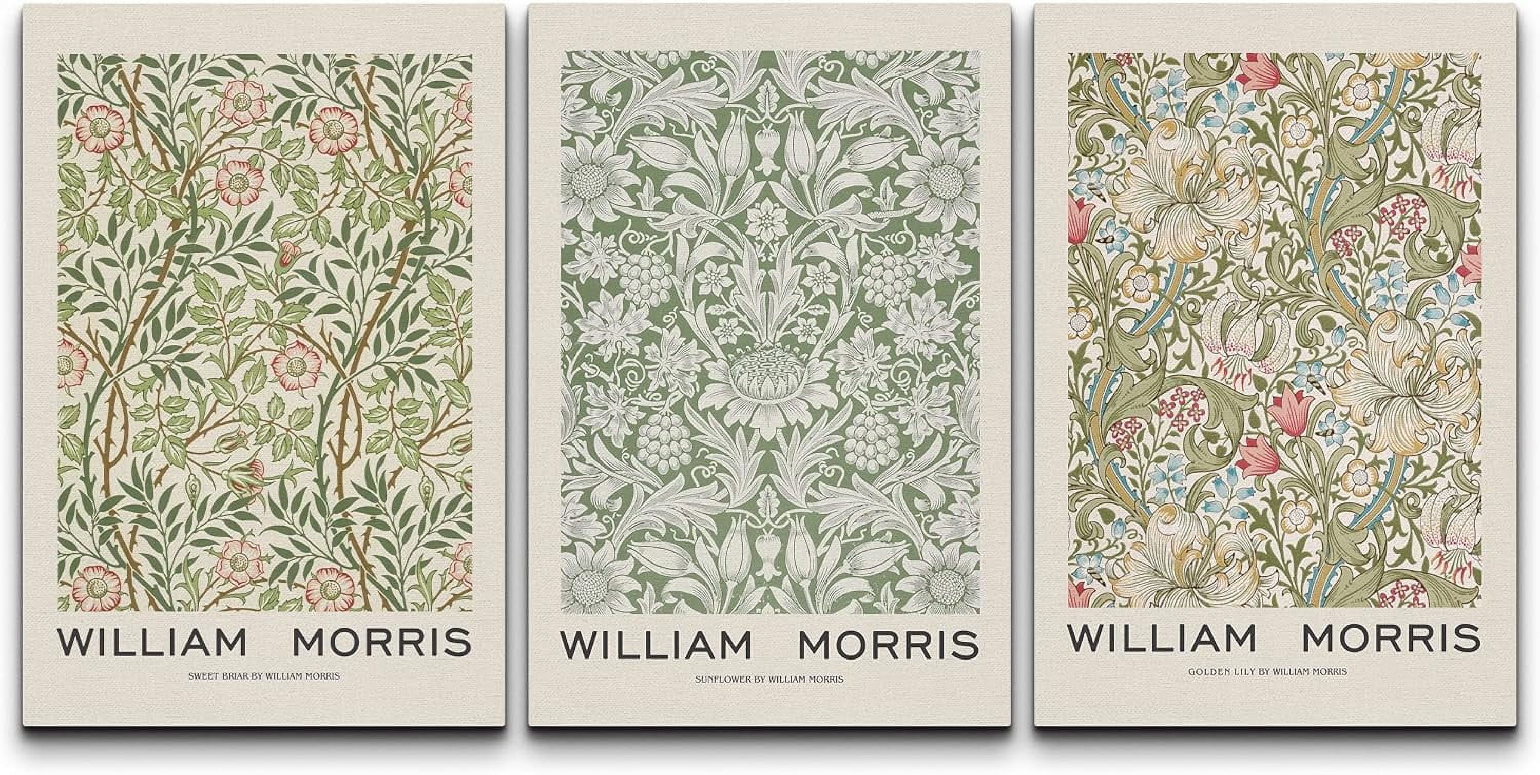 AABERIC Canvas Print Wall Art Set William Morris Flower Pattern ...