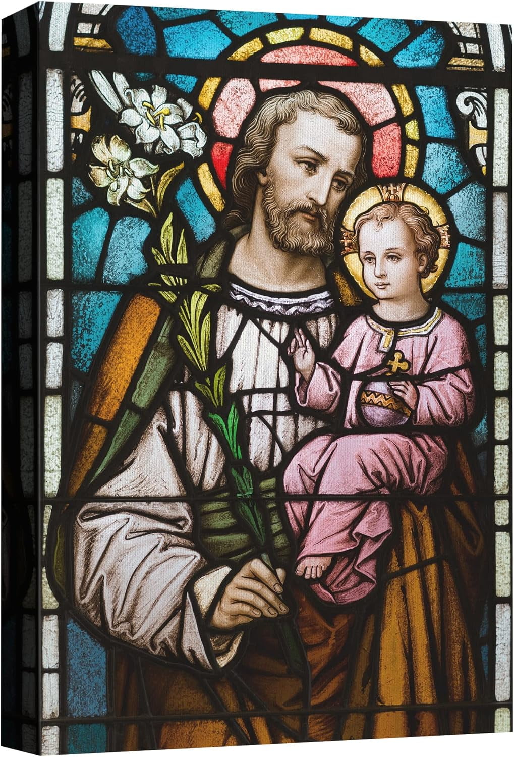 AABERIC Canvas Print Wall Art Stained Glass Style Italian Renaissance ...